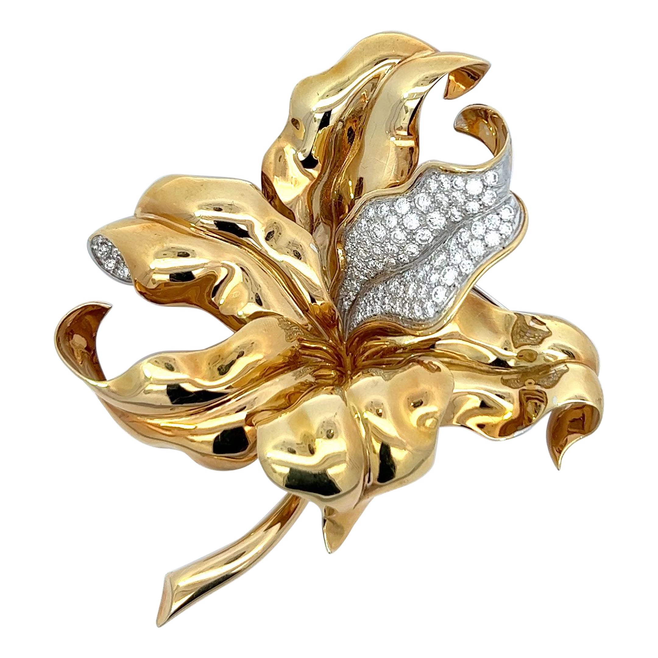An 18k yellow gold and Diamond brooch by Giancarlo Lischetti. For Sale ...