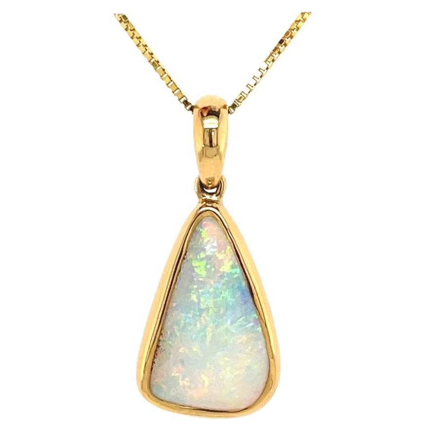 Australian 5.93 Boulder Opal Pendant Necklace in 18k White and Yellow ...