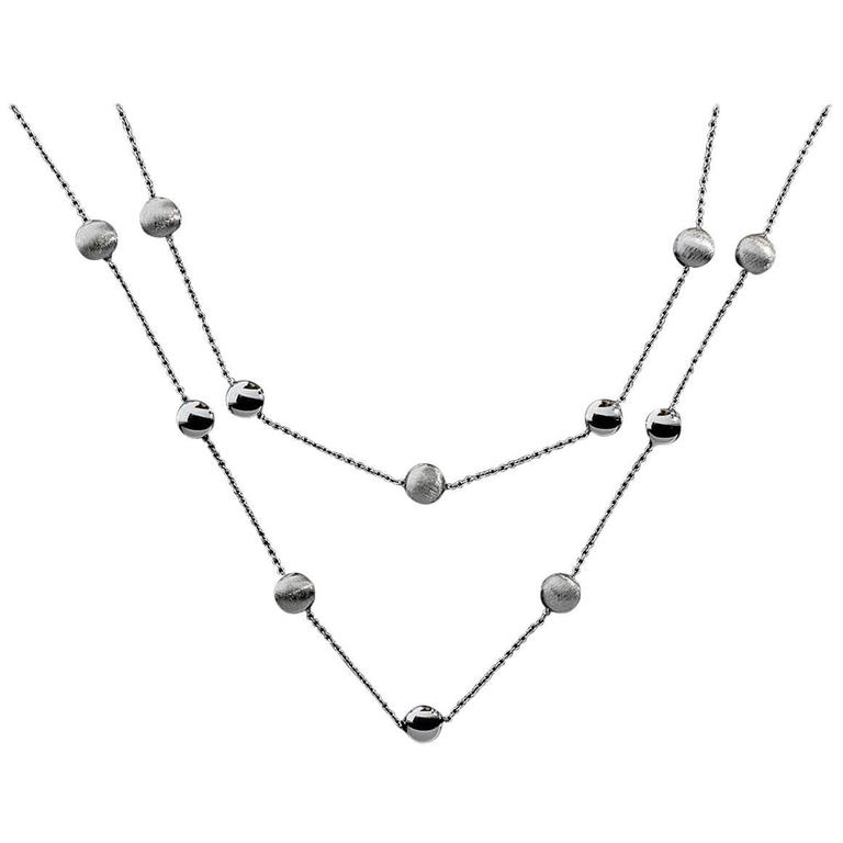 Chimento White Gold Sigilli Brushed and Polished Lariat Chain Necklace ...