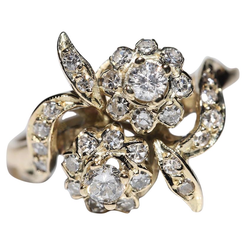 Vintage Circa 1970s 14k Gold Natural Diamond Decorated Pretty Ring For ...