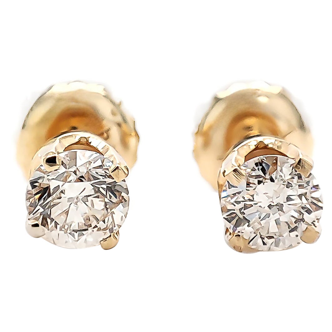 NO RESERVE 0.50ct Diamond Solitaire Stud Earring 14k Yellow Gold For ...