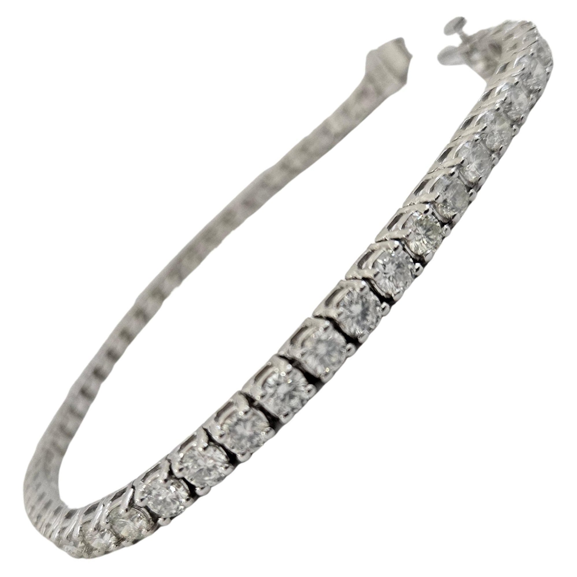 1.87 Carat Round Brilliant Cut Diamond Tennis Bracelet 14 Karat Yellow Gold For Sale at 1stDibs