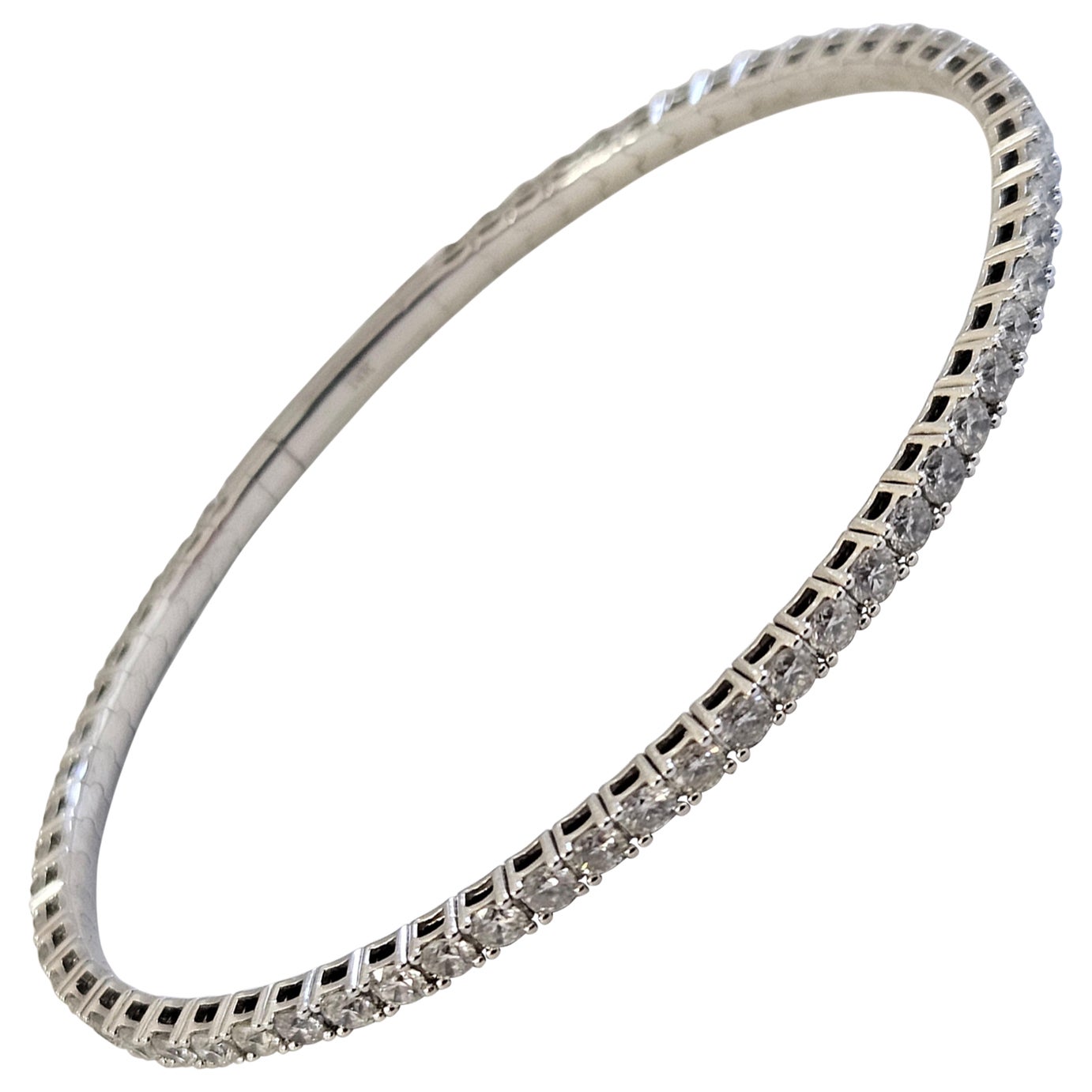 2.78 Carat Full Flexible Bangle White Gold 14 Karat Bracelet For Sale ...
