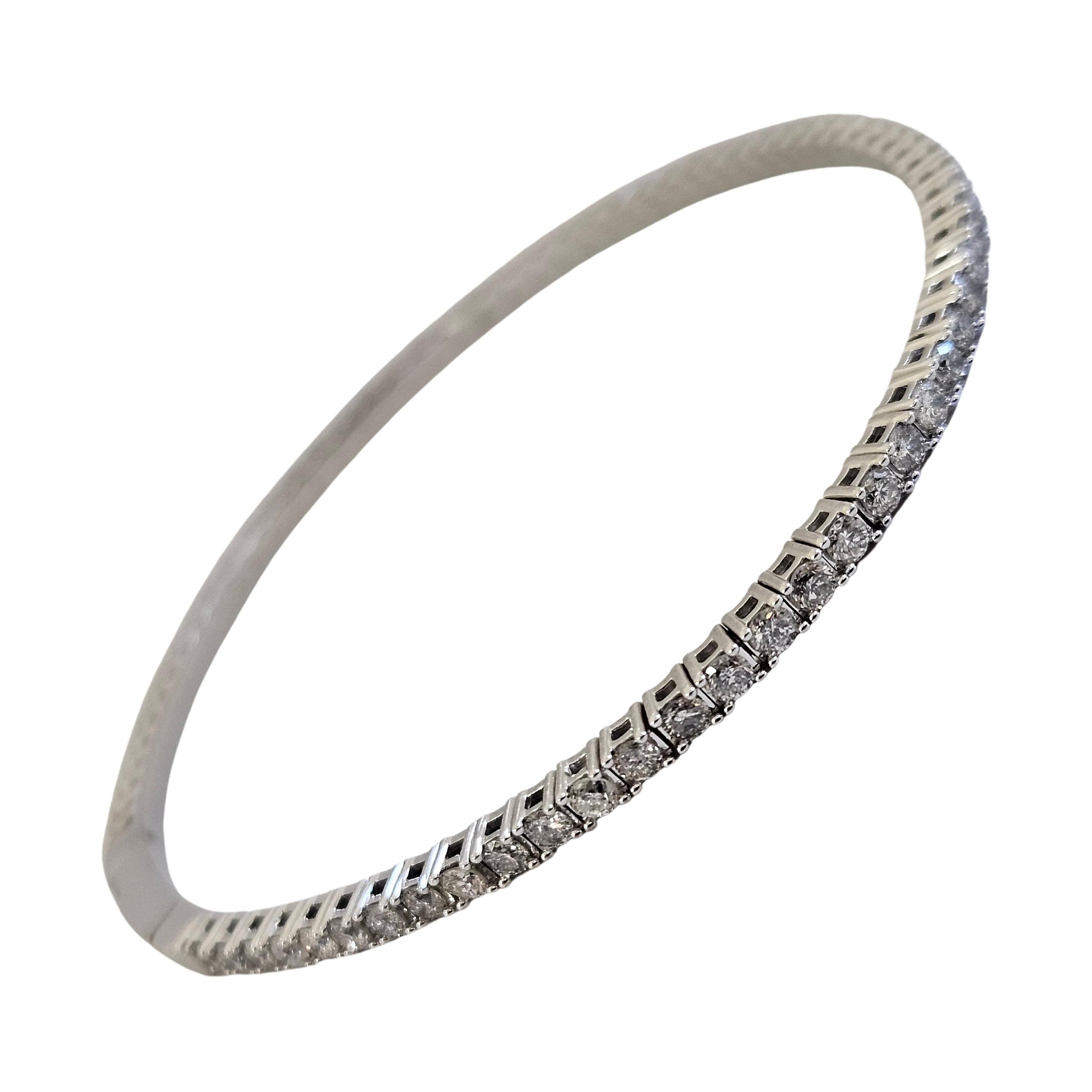 2.78 Carat Full Flexible Bangle White Gold 14 Karat Bracelet For Sale ...