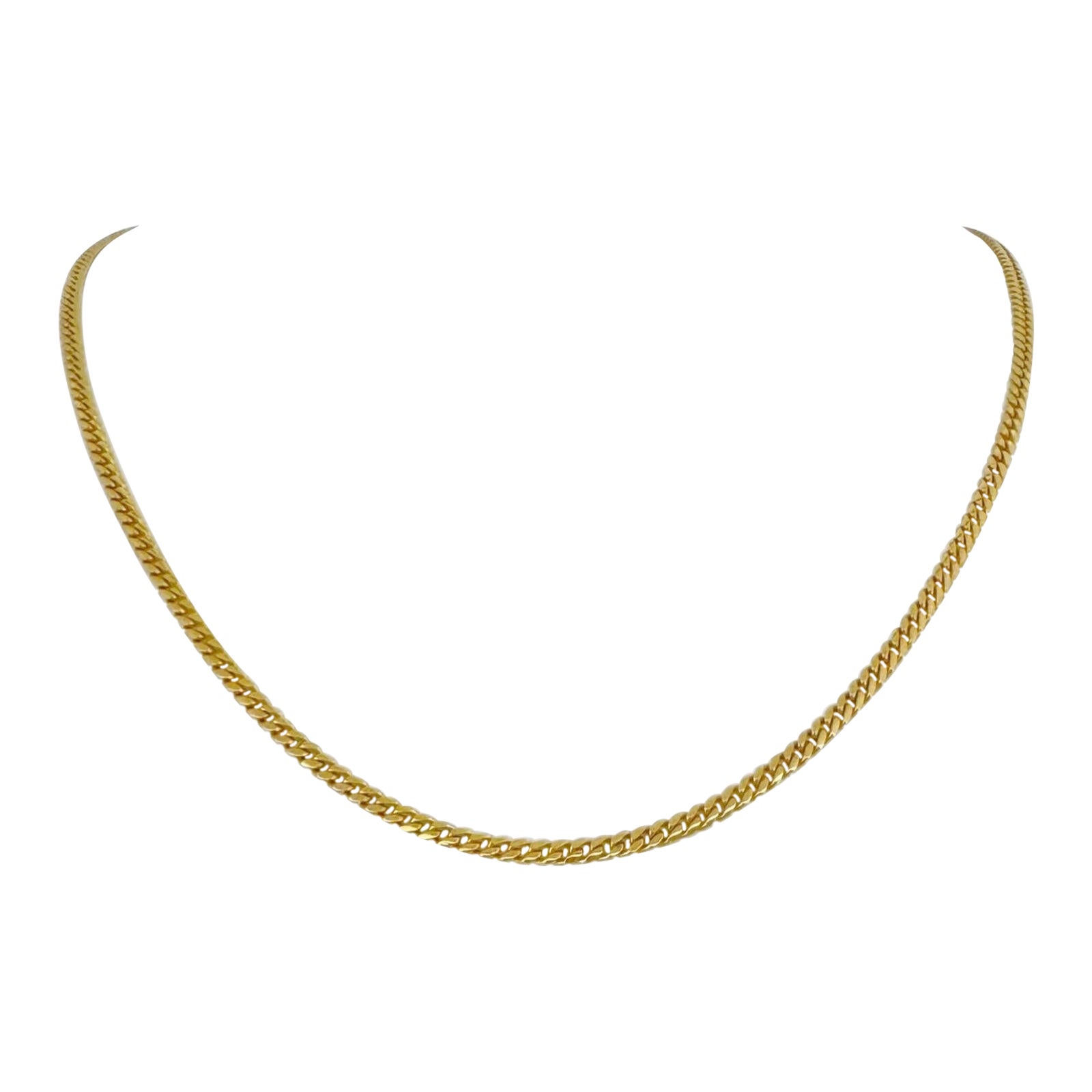 14 Karat Yellow Gold Solid Thin Cuban Curb Link Chain Necklace Italy ...