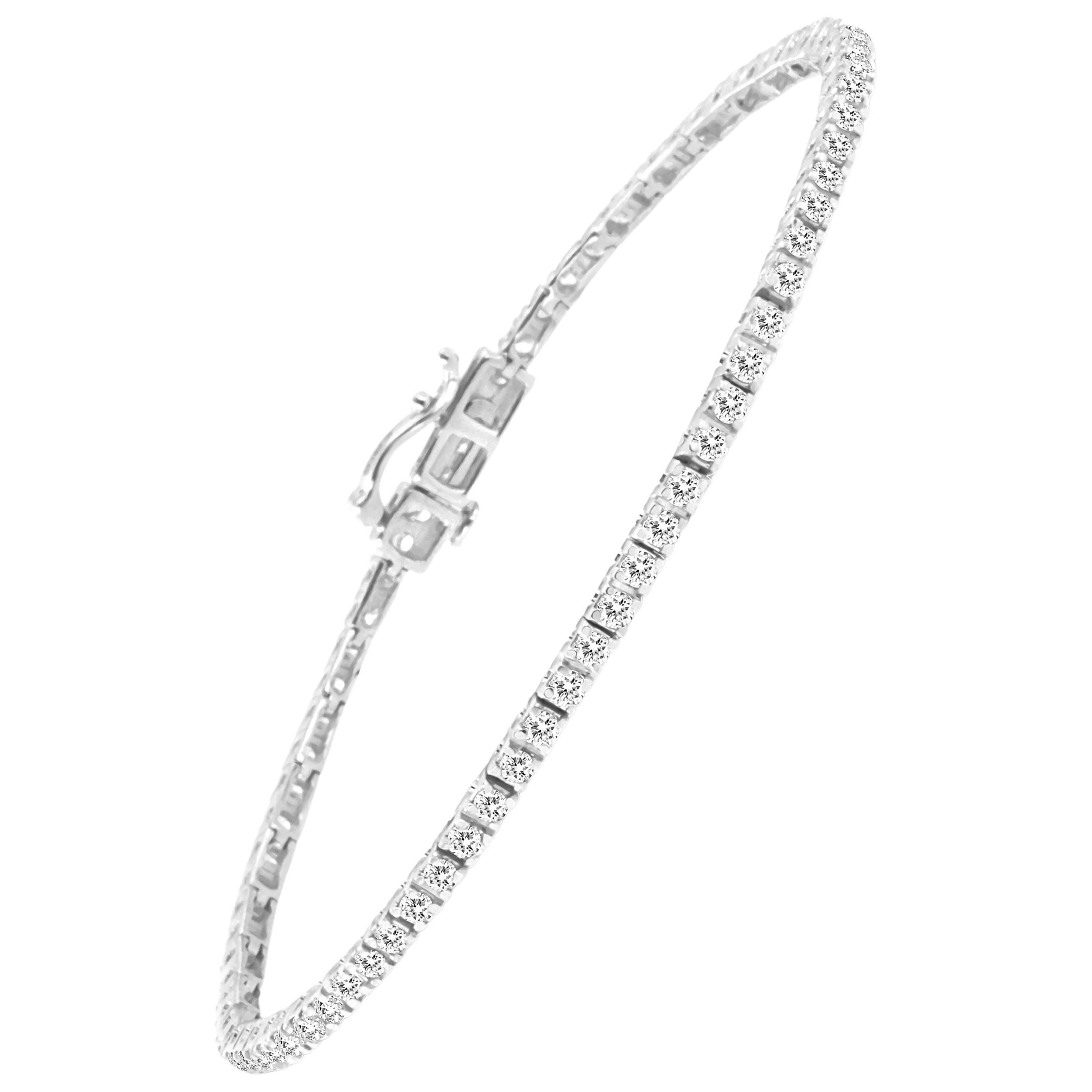 .925 Sterling Silver 2.0 Carat Diamond Classic Link Tennis Bracelet For Sale at 1stDibs