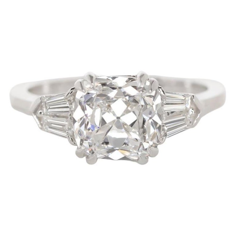 GIA Certified 3 Carat Old Mine Cut Solitaire Diamond F color very rare ...