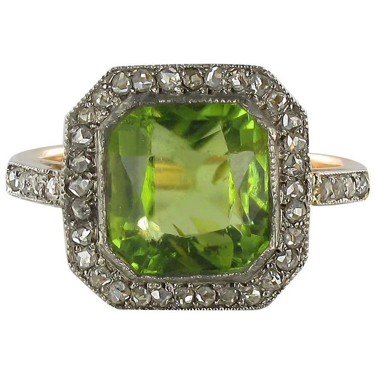 1930s Art deco Peridot and Diamond Ring at 1stDibs | art deco peridot ...
