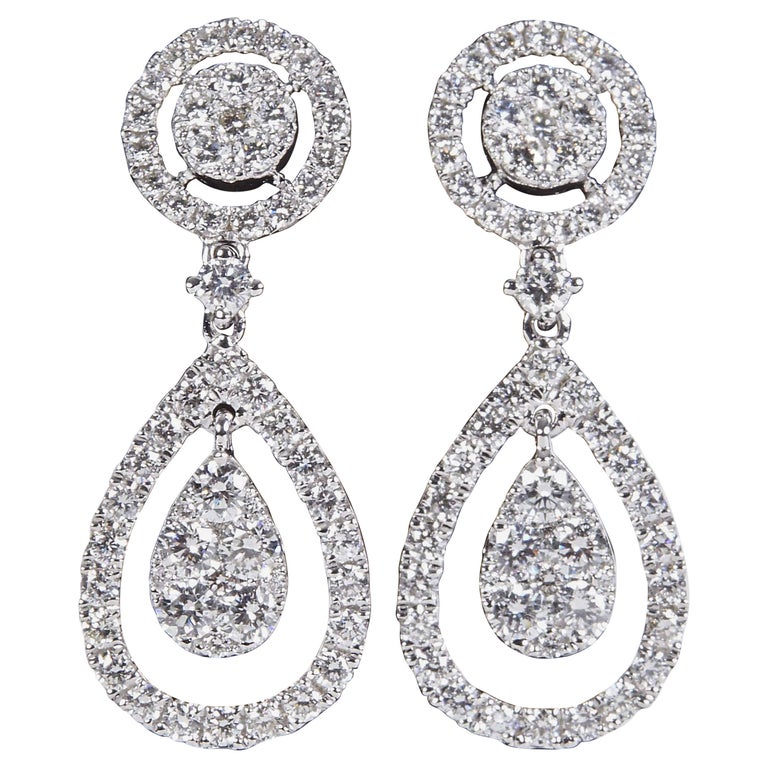 Diamond Drop Earring For Sale at 1stDibs