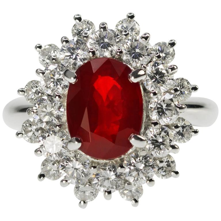 Burma Ruby Diamond Ring For Sale at 1stDibs