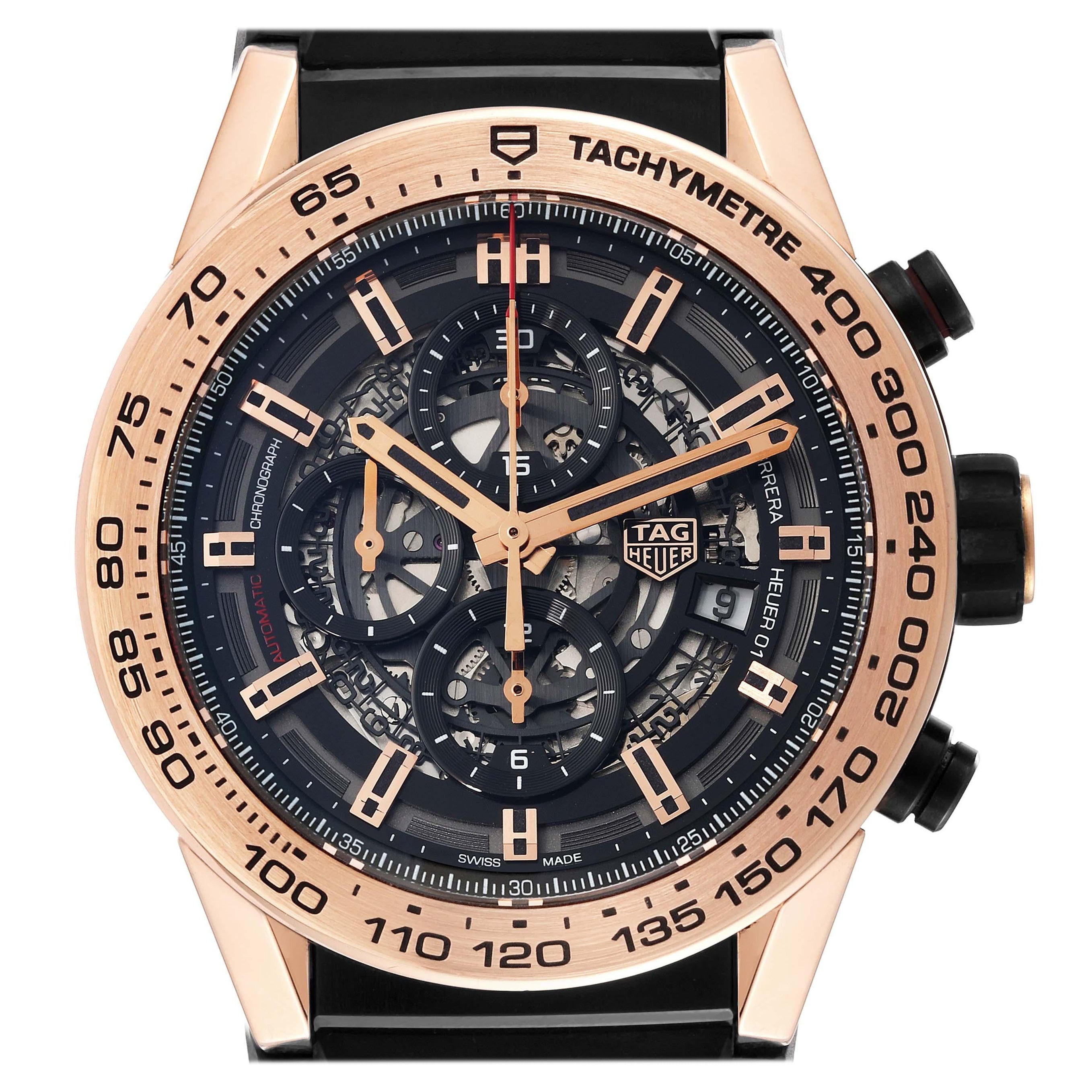 Tag Heuer Carrera Skeleton Titanium Rose Gold PVD Mens Watch CAR2A5B ...