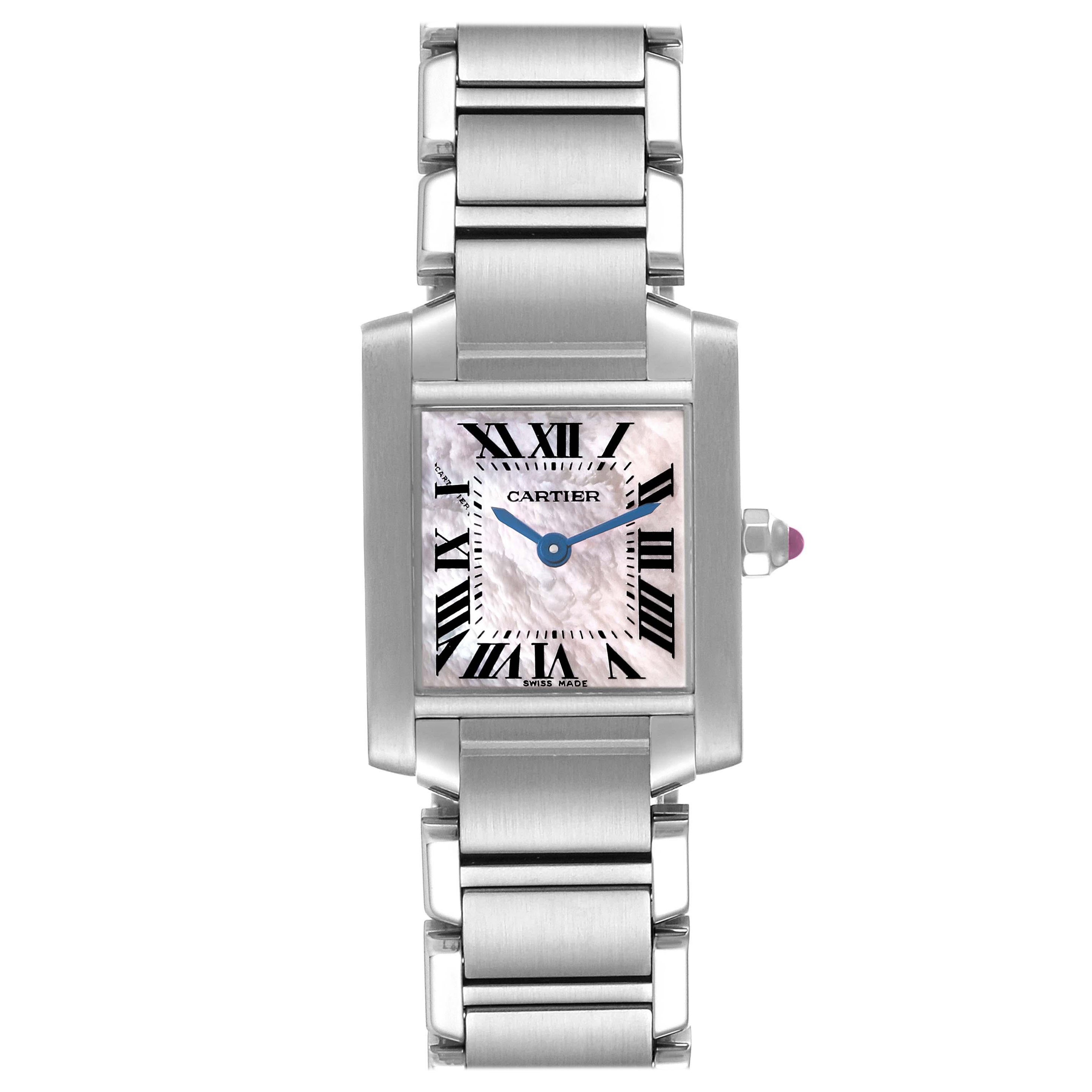 Cartier Tank Francaise Mother Of Pearl Steel Ladies Watch W51028Q3 For ...