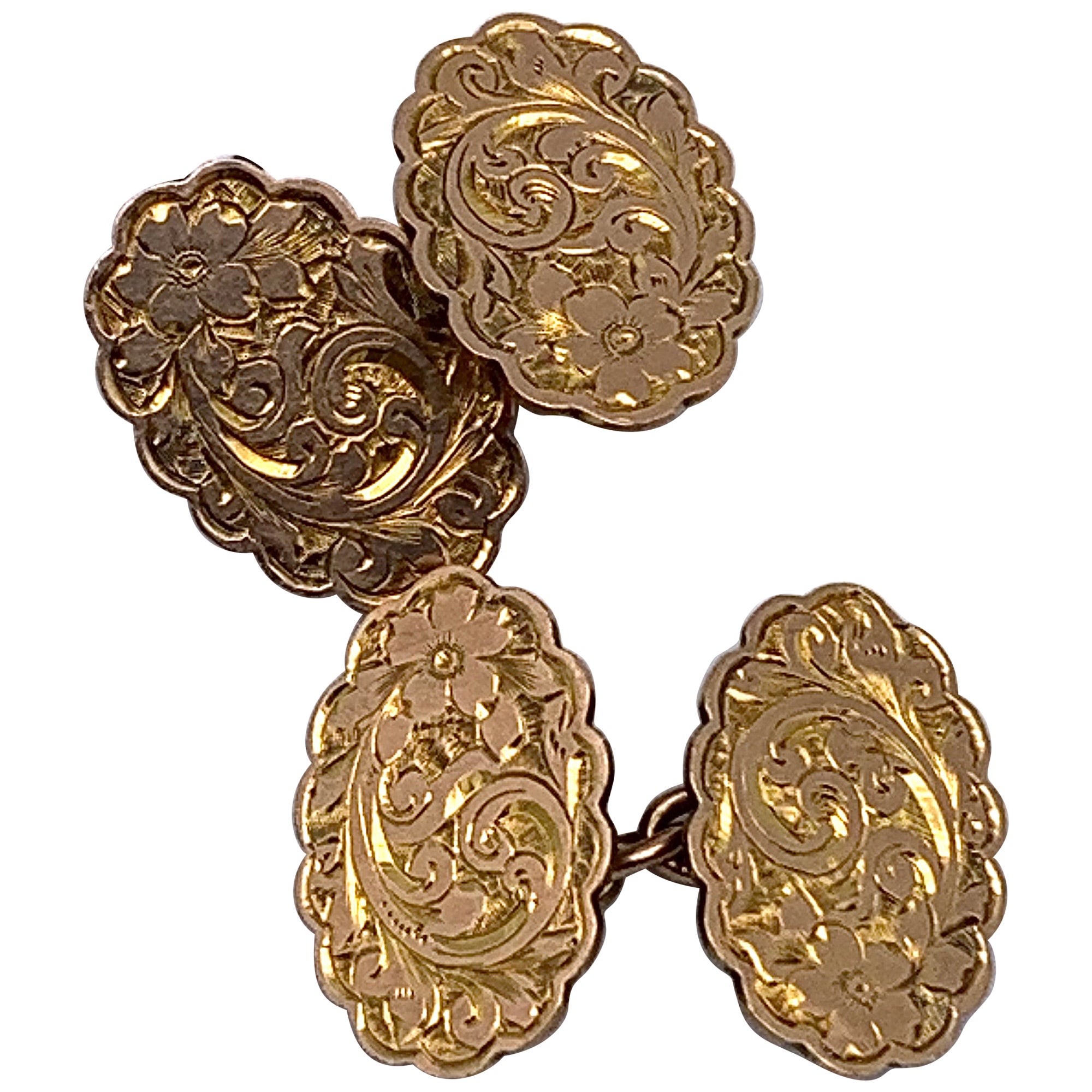 Antique Victorian Cufflinks Rose Gold 9 Karat For Sale at 1stDibs