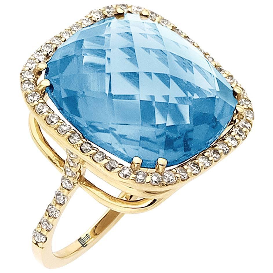 29.00ct Blue Topaz Diamond Ring For Sale at 1stdibs