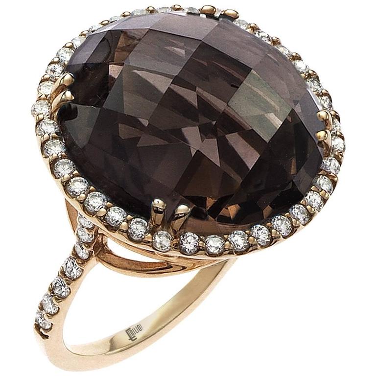 22.00ct T.W. Diamond Smokey Quartz Ring Set For Sale at 1stDibs