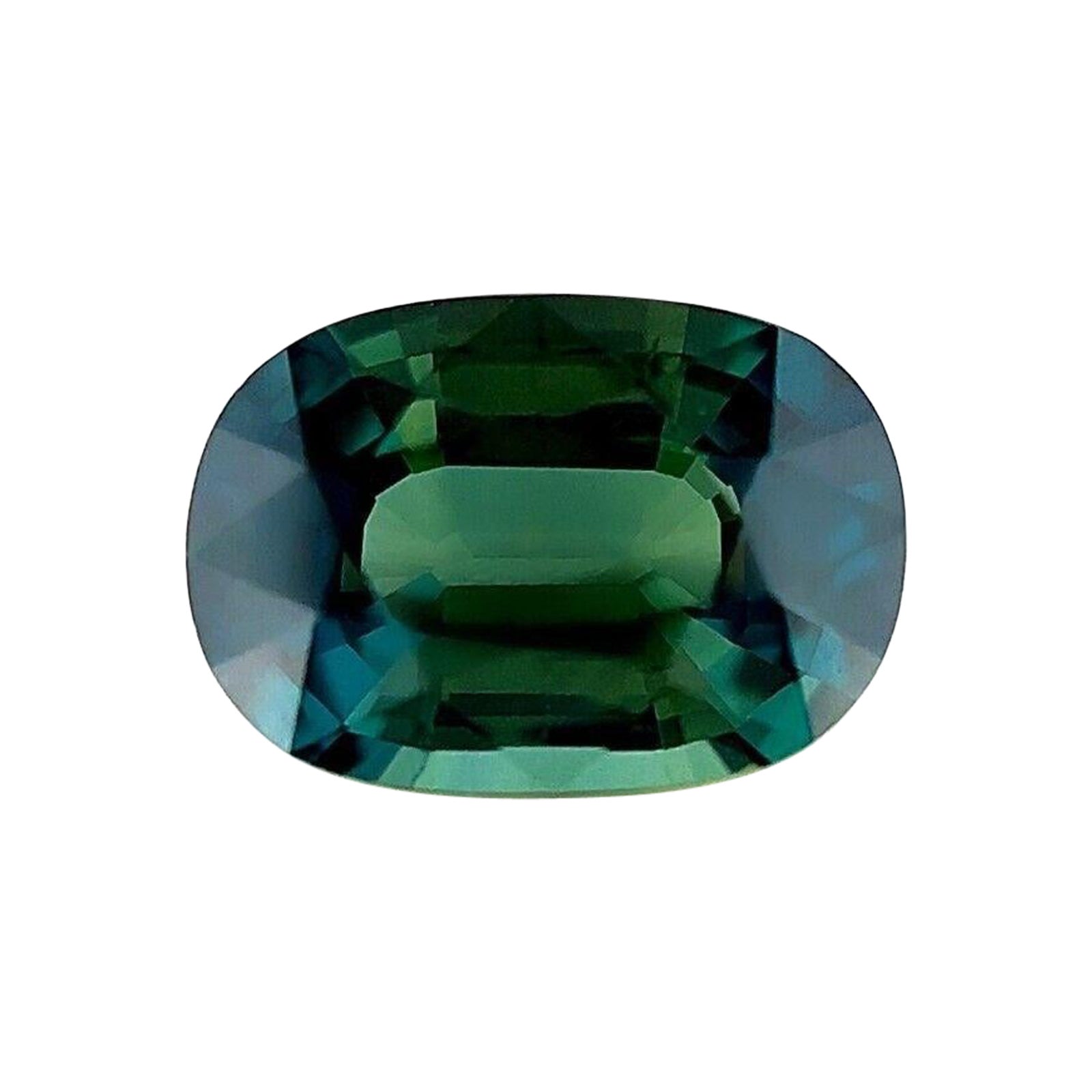 Rare 1.33Ct GIA Certified Green Blue Sapphire Untreated Cushion Cut 7.7x5.5mm For Sale at 1stDibs