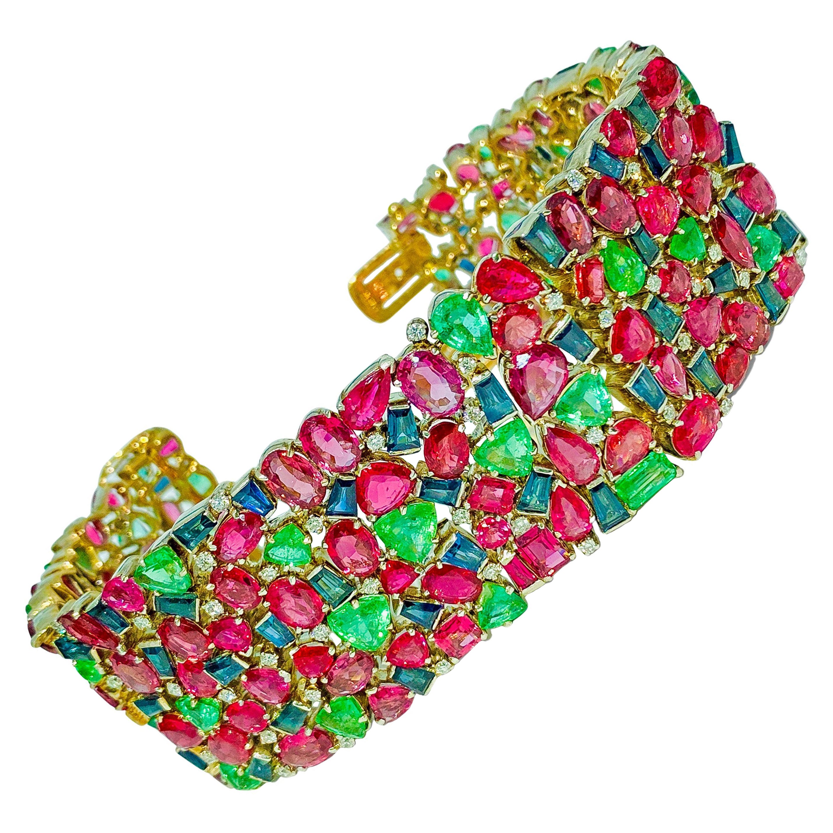 Ruby And Emerald Indian Bracelet at 1stDibs