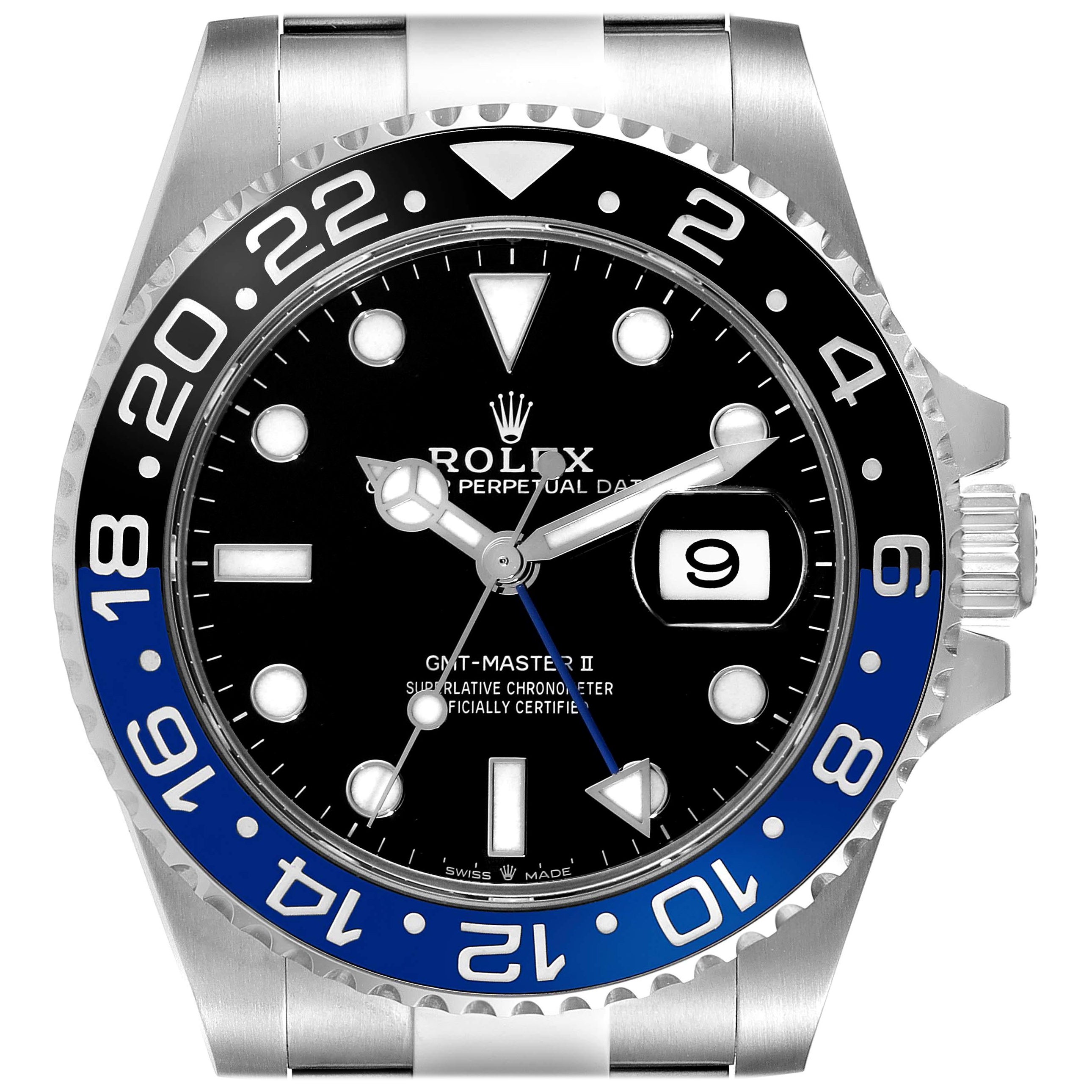 Rolex GMT Master II Black Blue Batman Bezel Steel Mens Watch 126710 Box ...