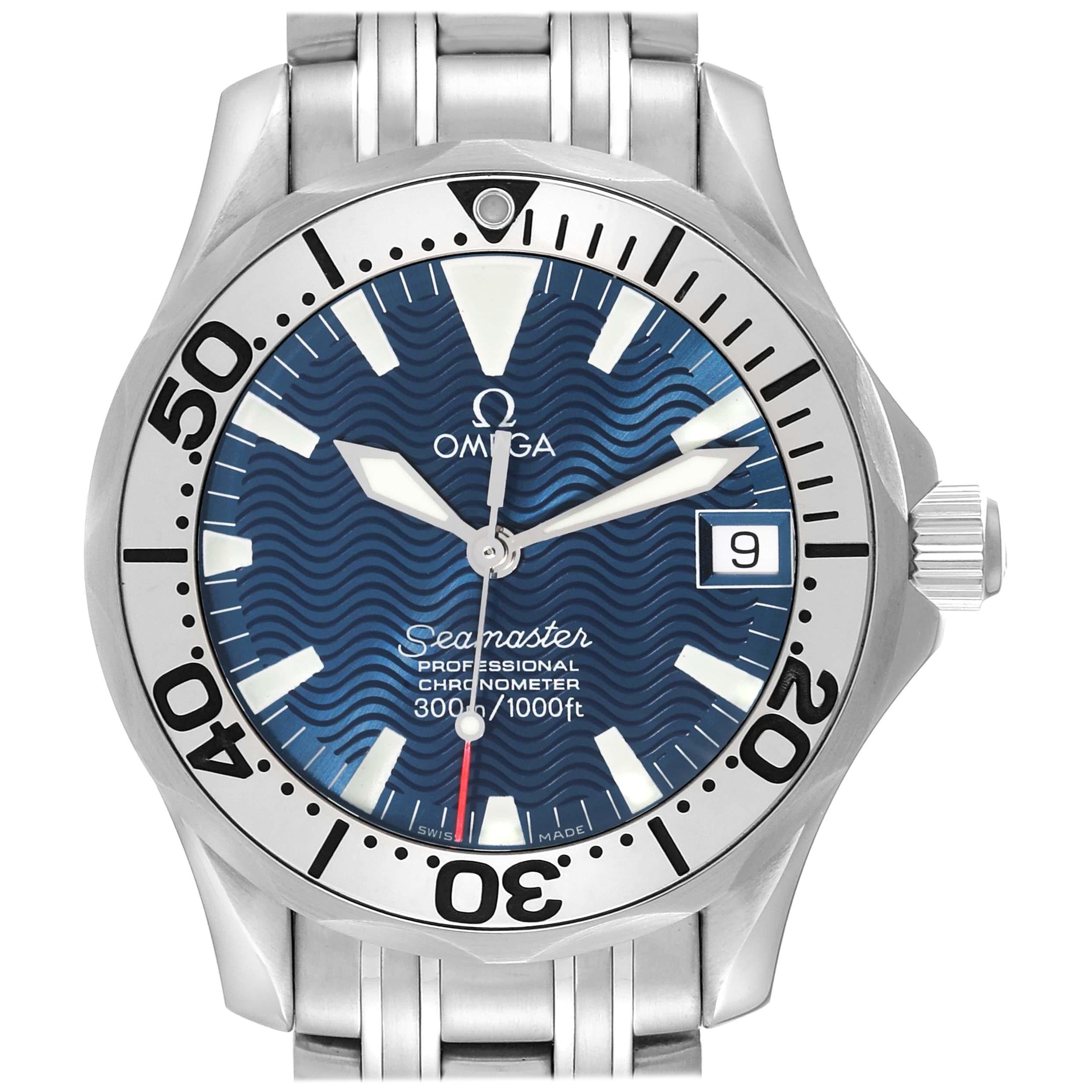 Omega Seamaster 41mm Stainless Steel Blue Dial Automatic Mens Watch 2255.80.00 at 1stDibs | blue ...