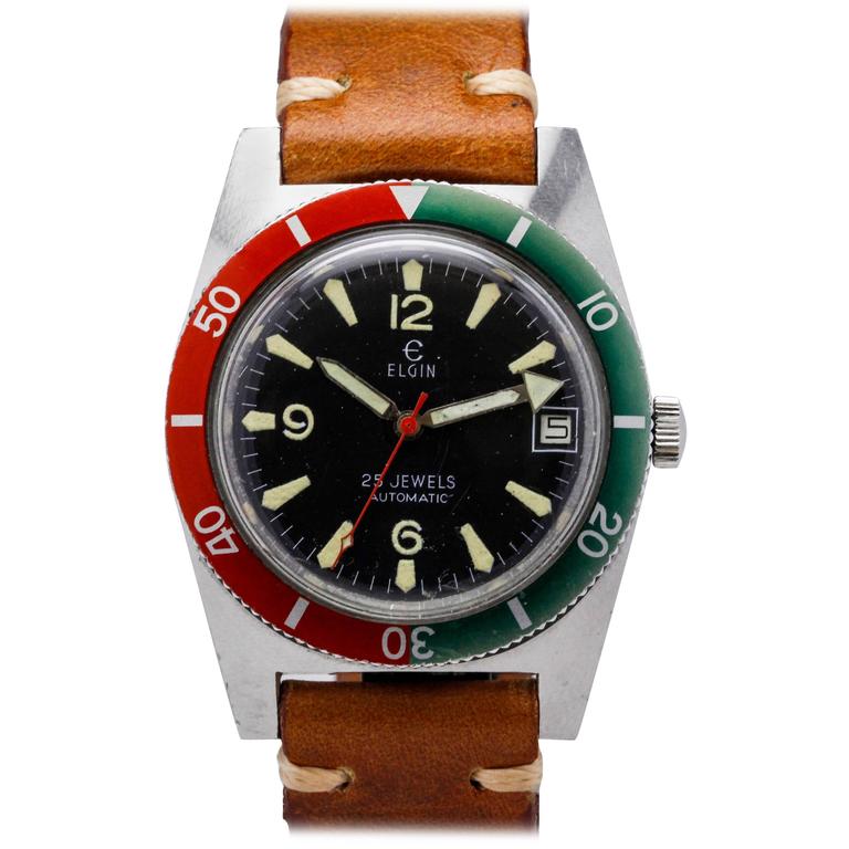 Elgin Stainless Steel Diver's Wristwatch, circa 1960s For Sale at ...