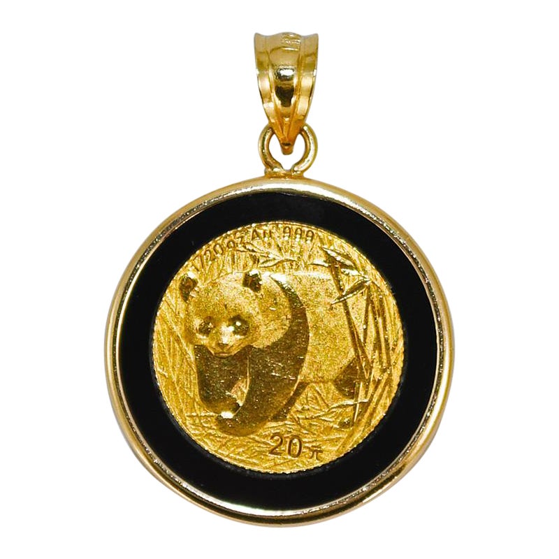 14K Yellow Gold 1/20 oz Gold Panda Pendant 3.7g For Sale at 1stDibs