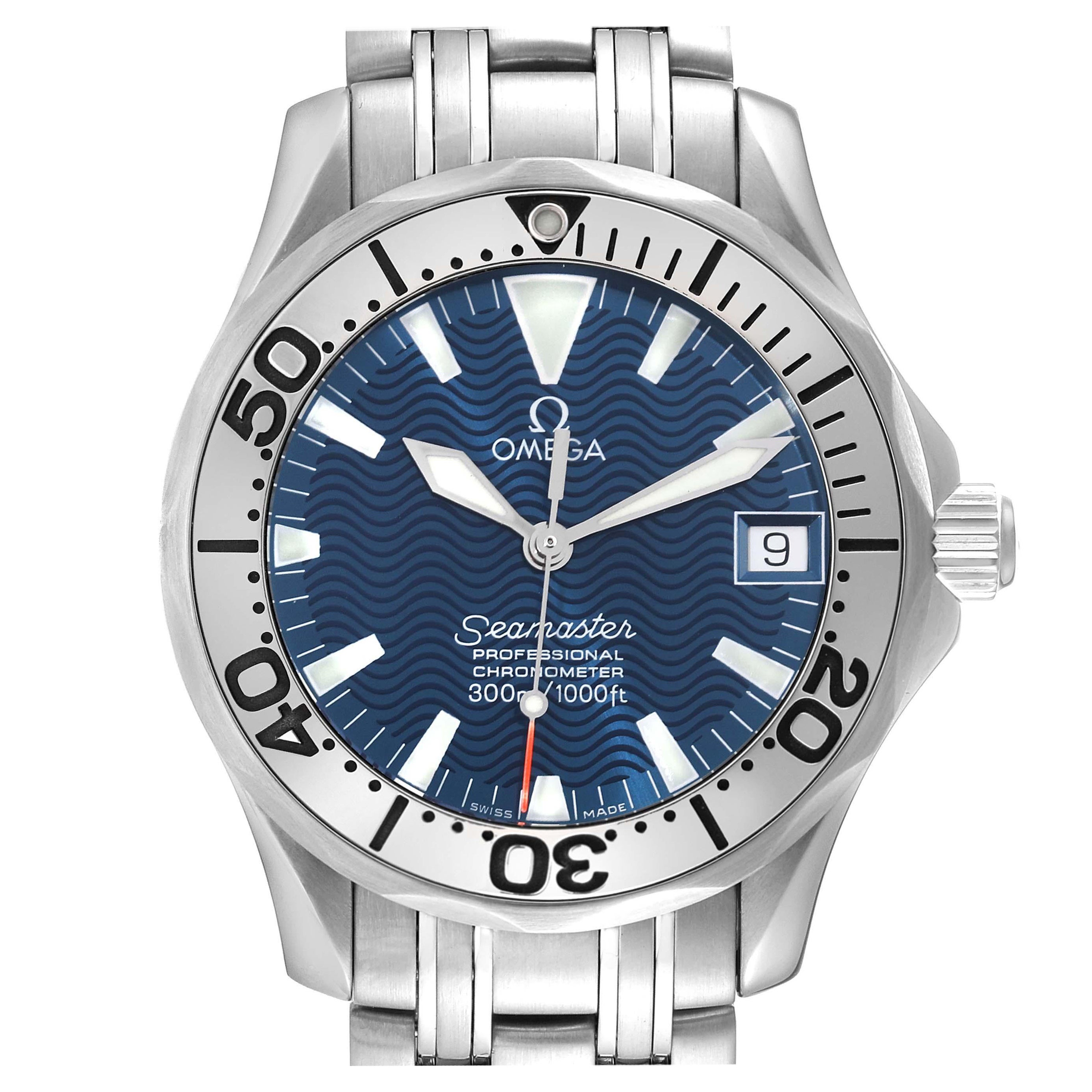 Omega Seamaster Electric Blue Wave Dial Steel Mens Watch 2265.80.00 For ...
