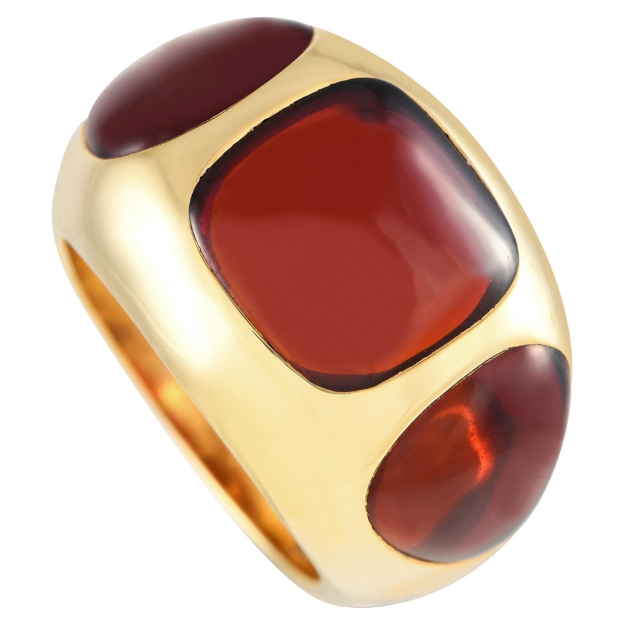 Pomellato Bisanzio 18K Yellow Gold Garnet Three-Stone Domed Cocktail ...