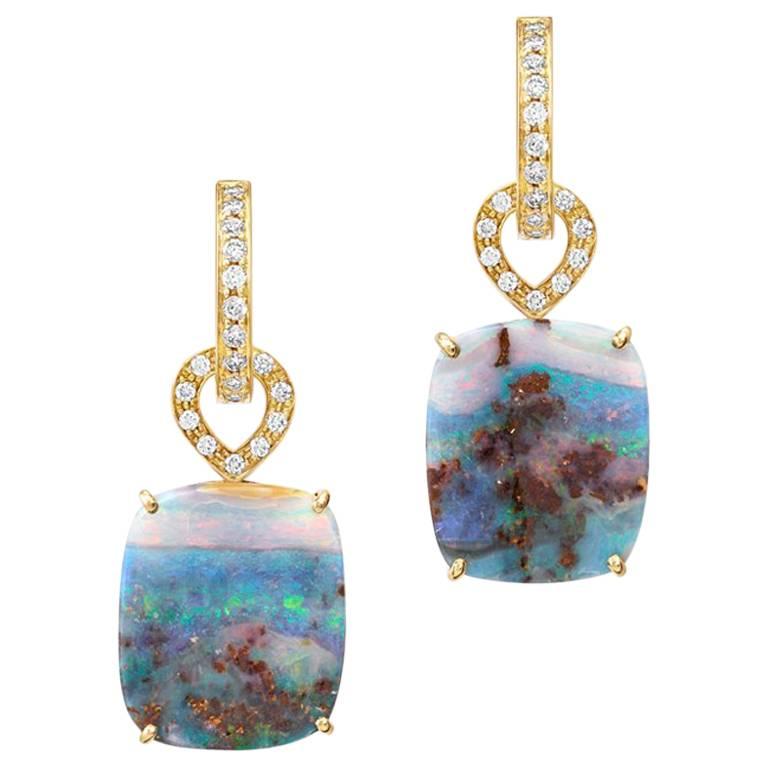 Cassandra Goad Octavia Opal, Diamond and Gold Earrings at 1stDibs