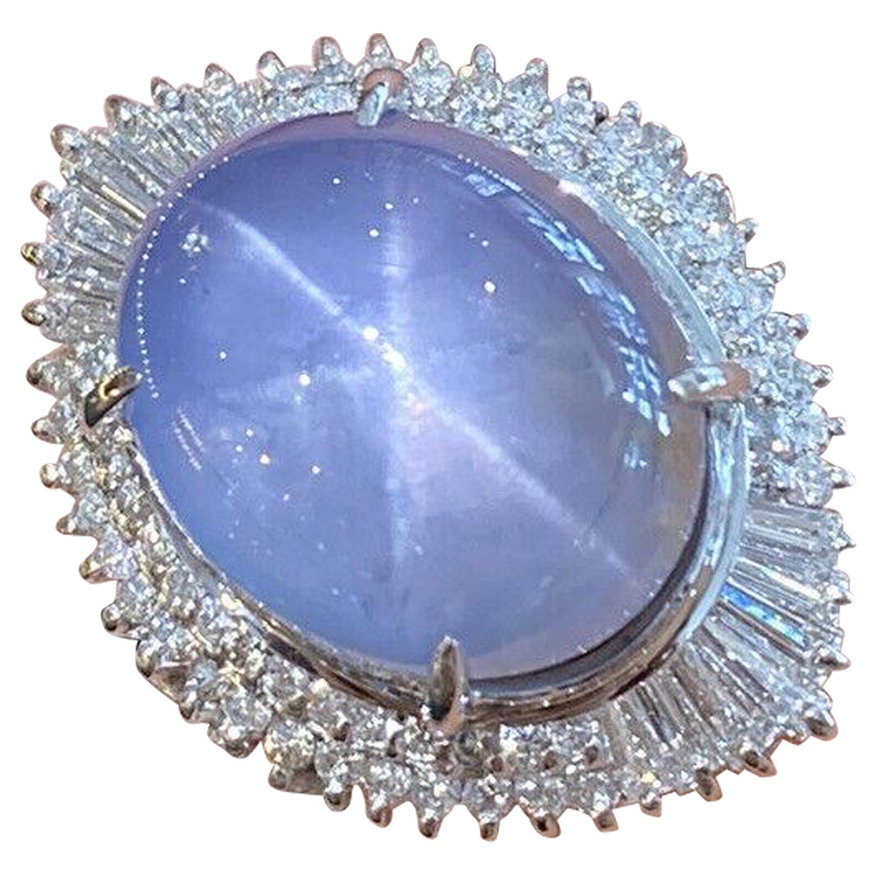 Large 23.95 carat Oval Star Sapphire and Diamond Ballerina Ring in ...