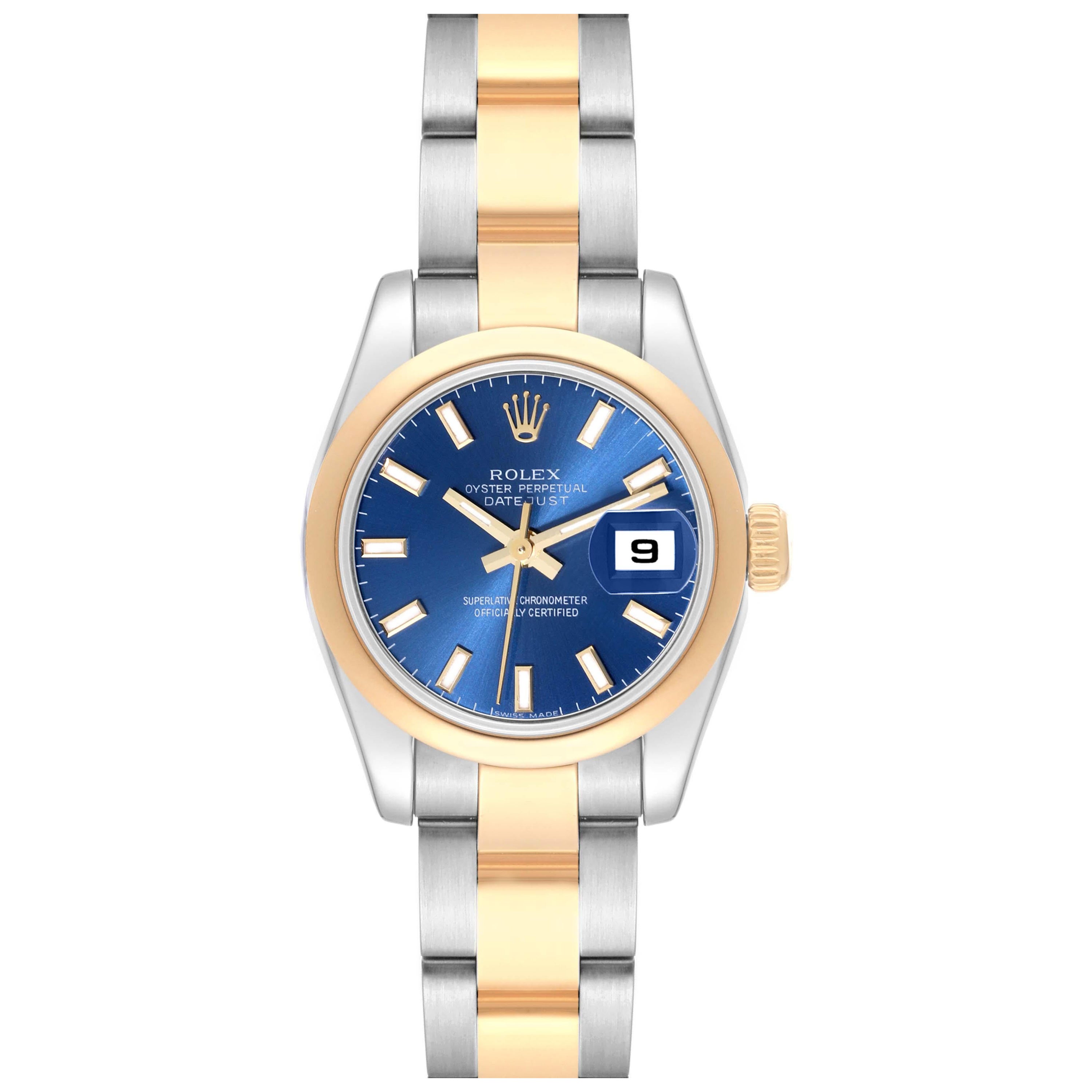 Rolex Datejust Ladies Steel Yellow Gold Blue Dial Watch 179163 For Sale ...