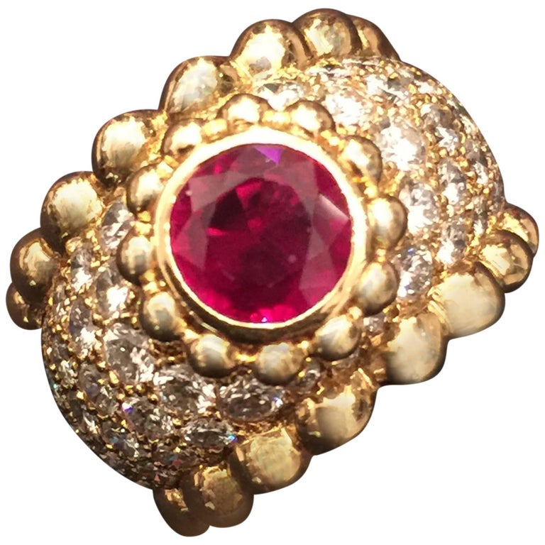 Chanel Ruby Diamond Gold Ring at 1stDibs | chanel ruby ring