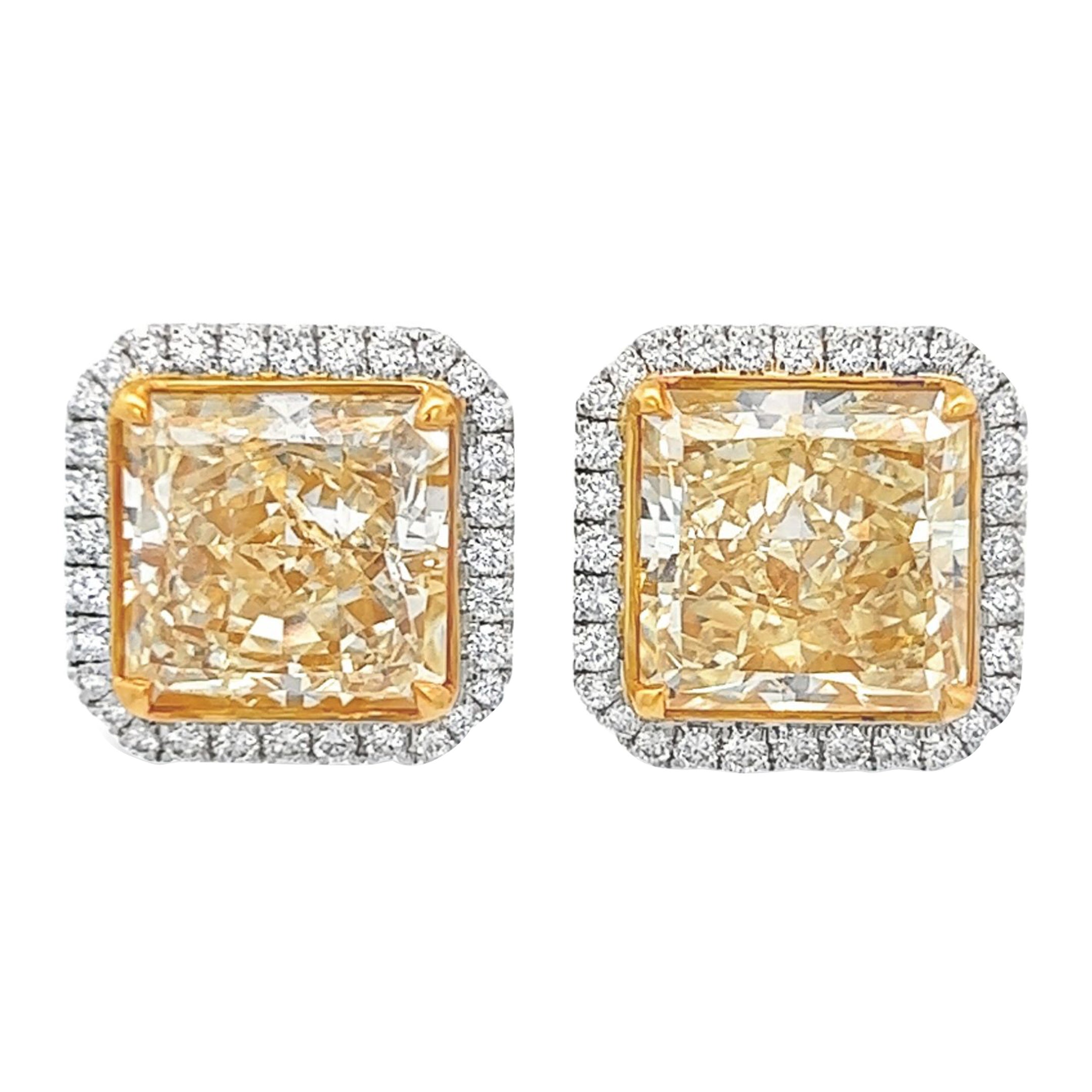 Alexander Beverly Hills 12.84ct Fancy Yellow Diamond Stud Earrings with ...