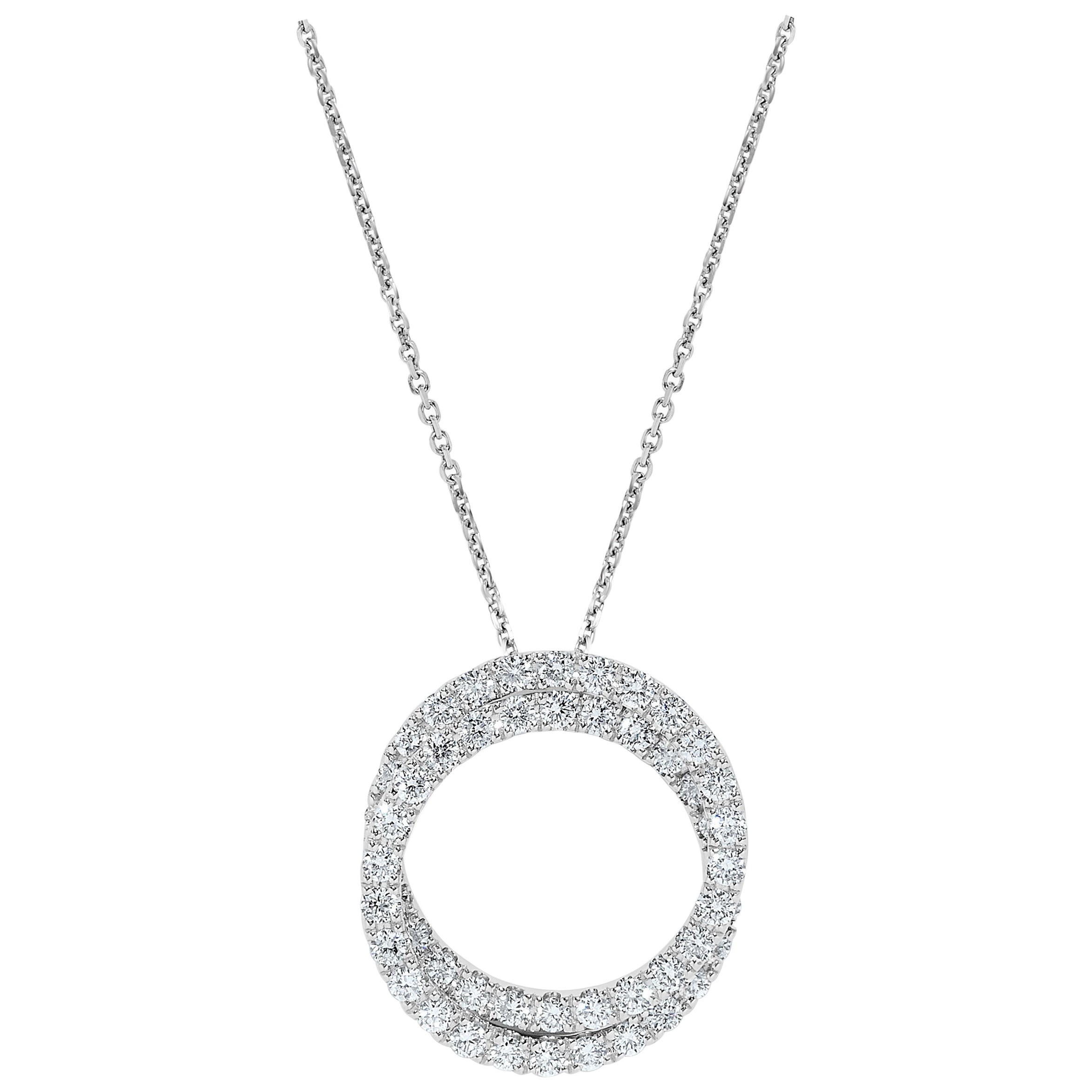 Natural Yellow Round and White Diamond 1.20 Carat TW Gold Circle ...