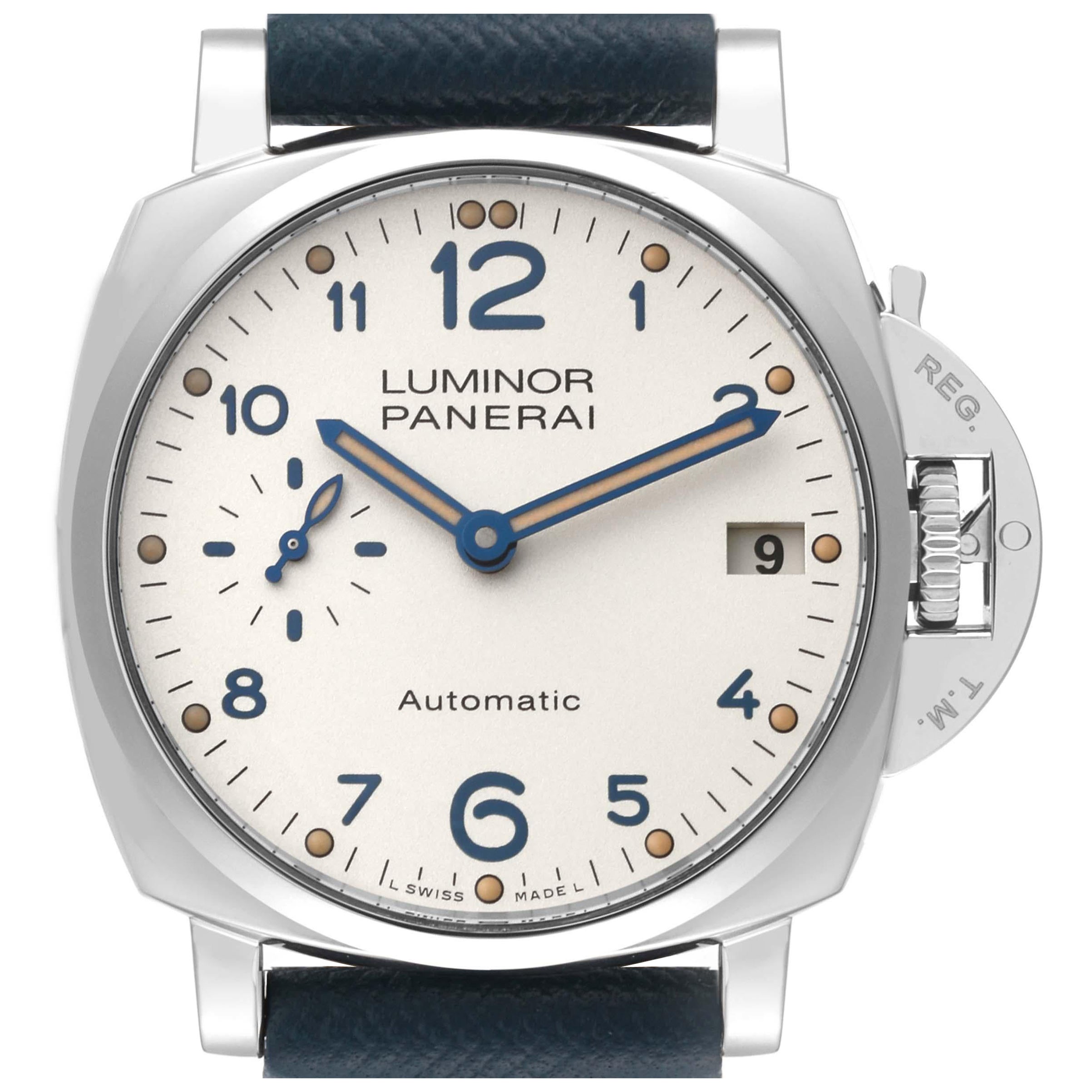 Panerai Luminor Due 38 mm Steel Ivory Dial Mens Watch PAM00903 Box ...