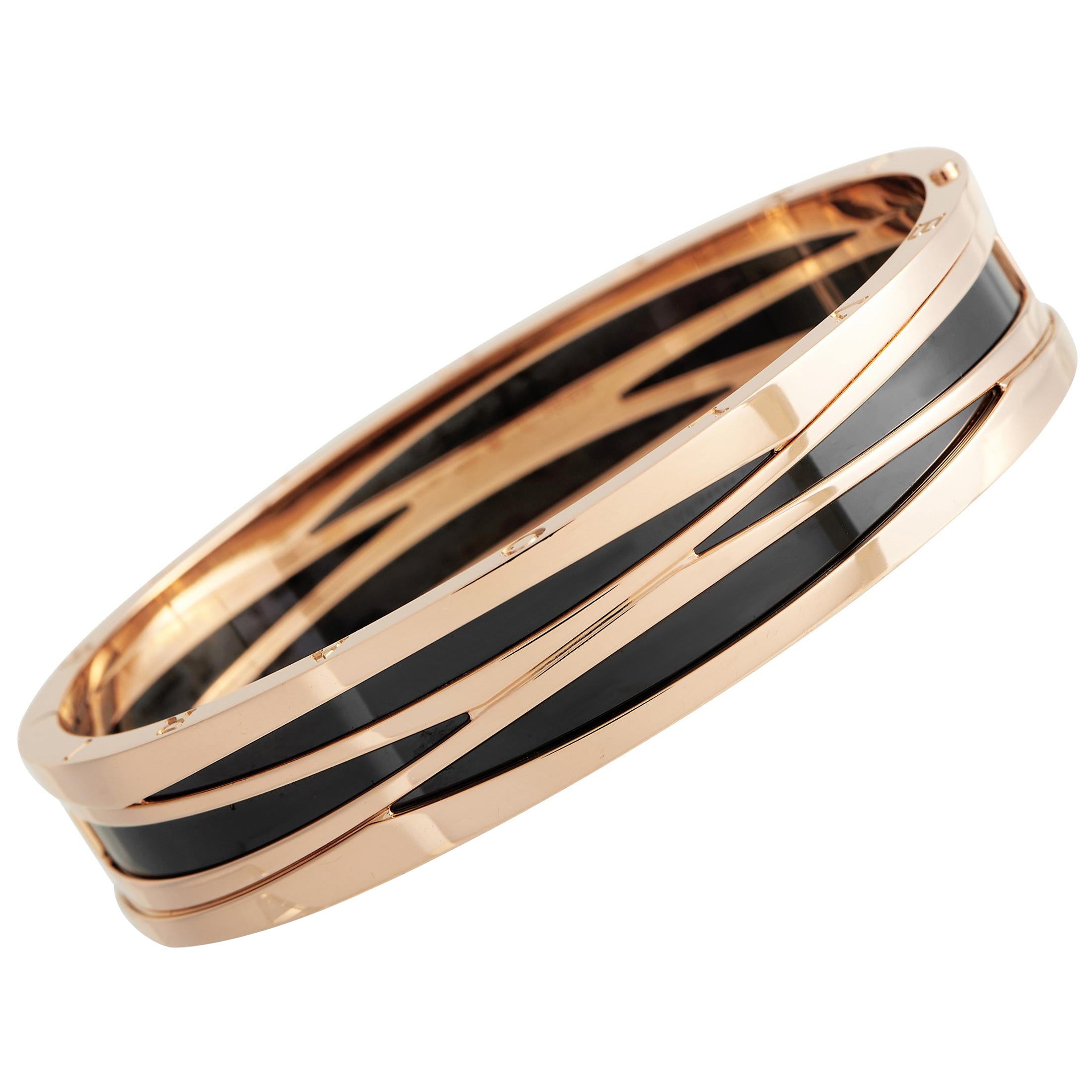 Bvlgari B.zero1 18K Rose Gold Ceramic Bracelet Size Large BV03-020824 ...