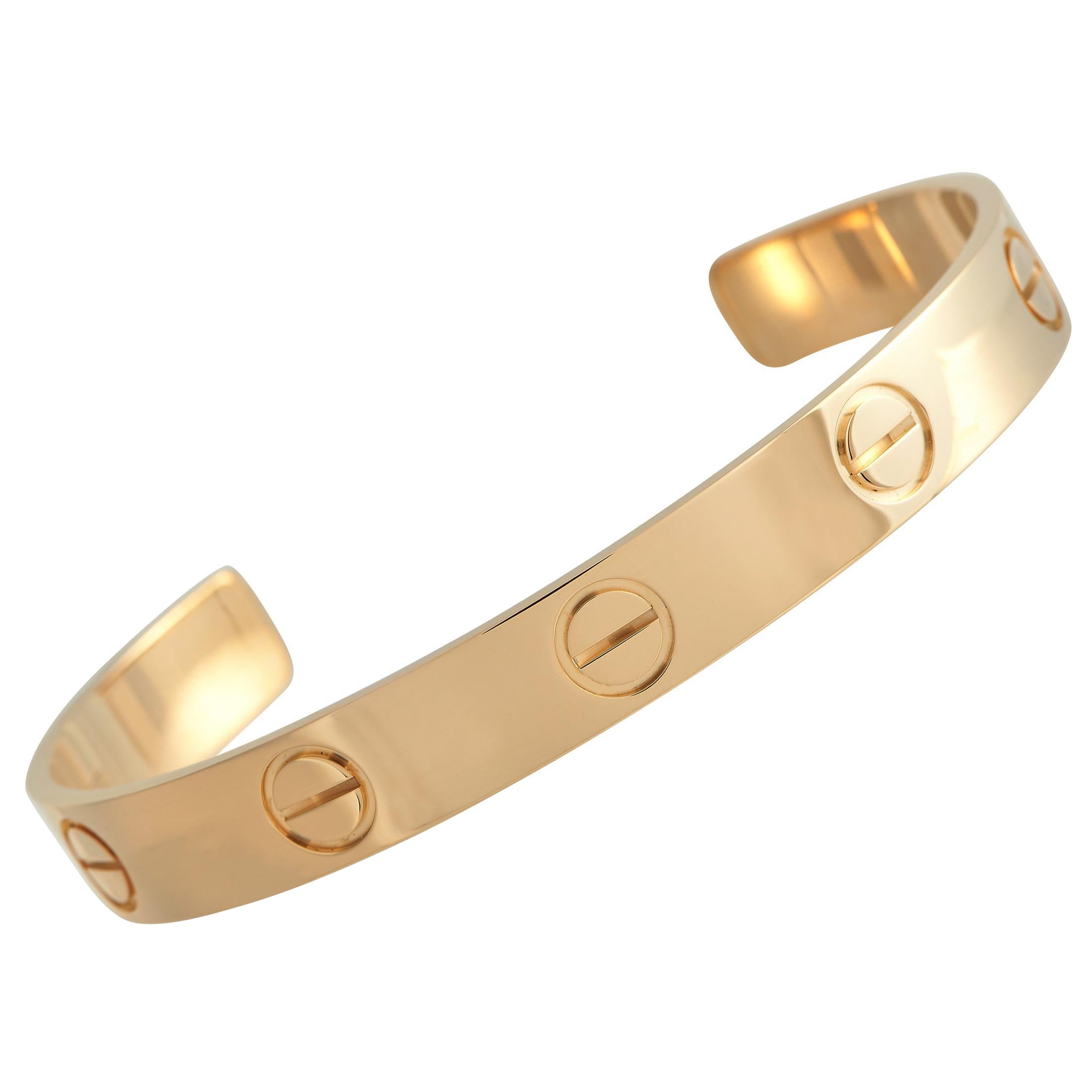 Cartier LOVE 18K Yellow Gold Cuff Bracelet Size 20 CA05-020824 For Sale ...