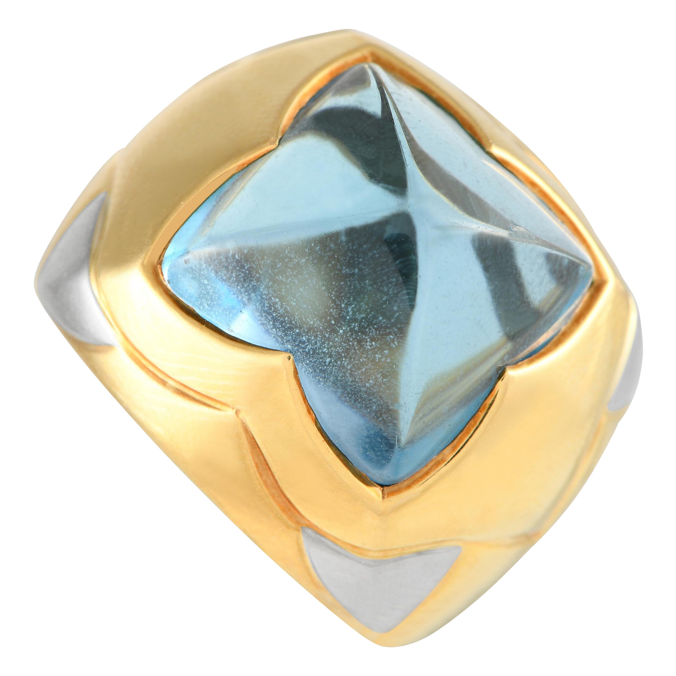Bvlgari 18K Yellow Gold Topaz Pyramid Ring MF05-021324 For Sale at 1stDibs