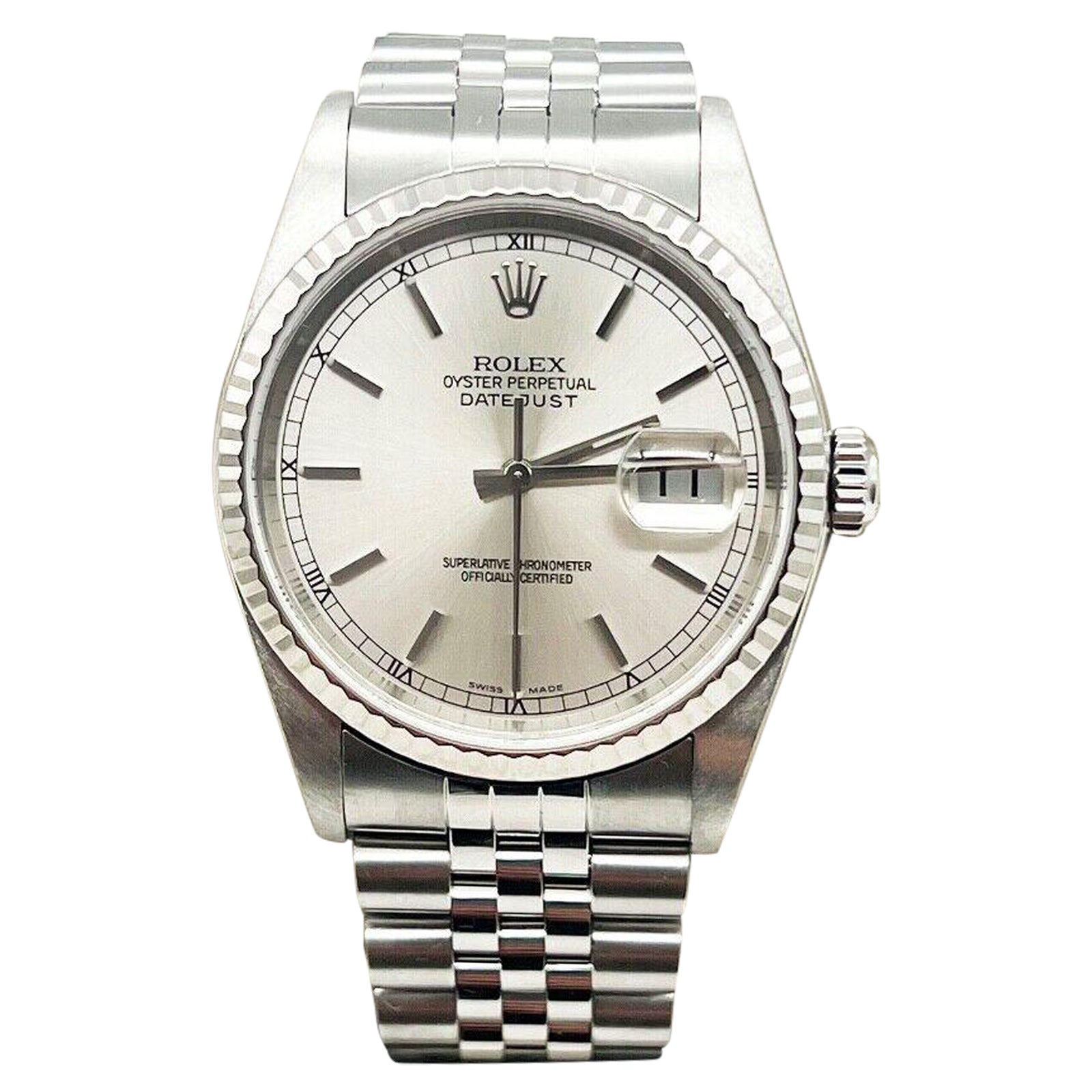 Rolex Datejust 16234 Silver Index Steel Jubilee For Sale at 1stDibs ...