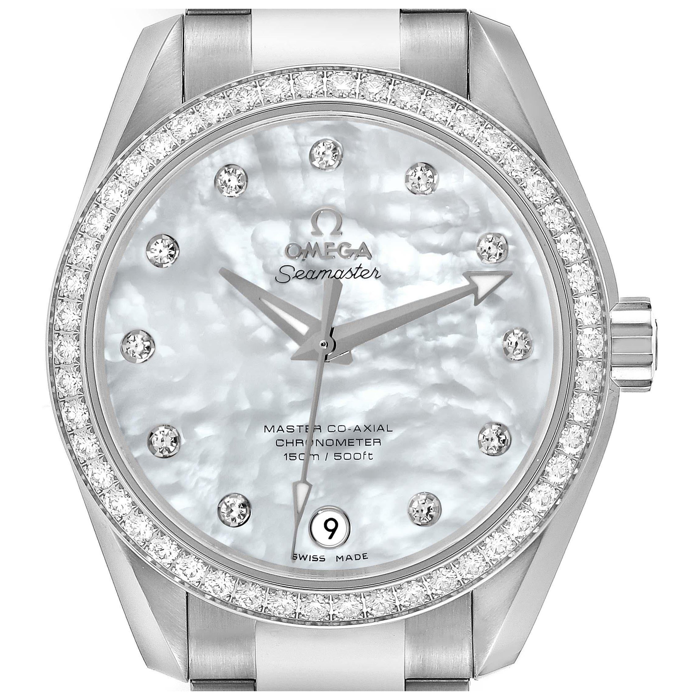 Omega Aqua Terra Mother Of Pearl Dial Diamond Steel Watch 231.15.39.21 ...