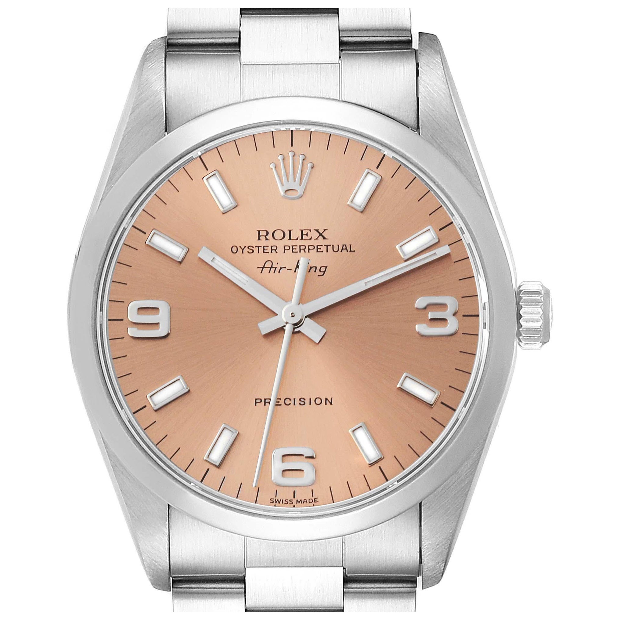 Rolex Air King Salmon Dial Smooth Bezel Steel Mens Watch 14000 For Sale ...