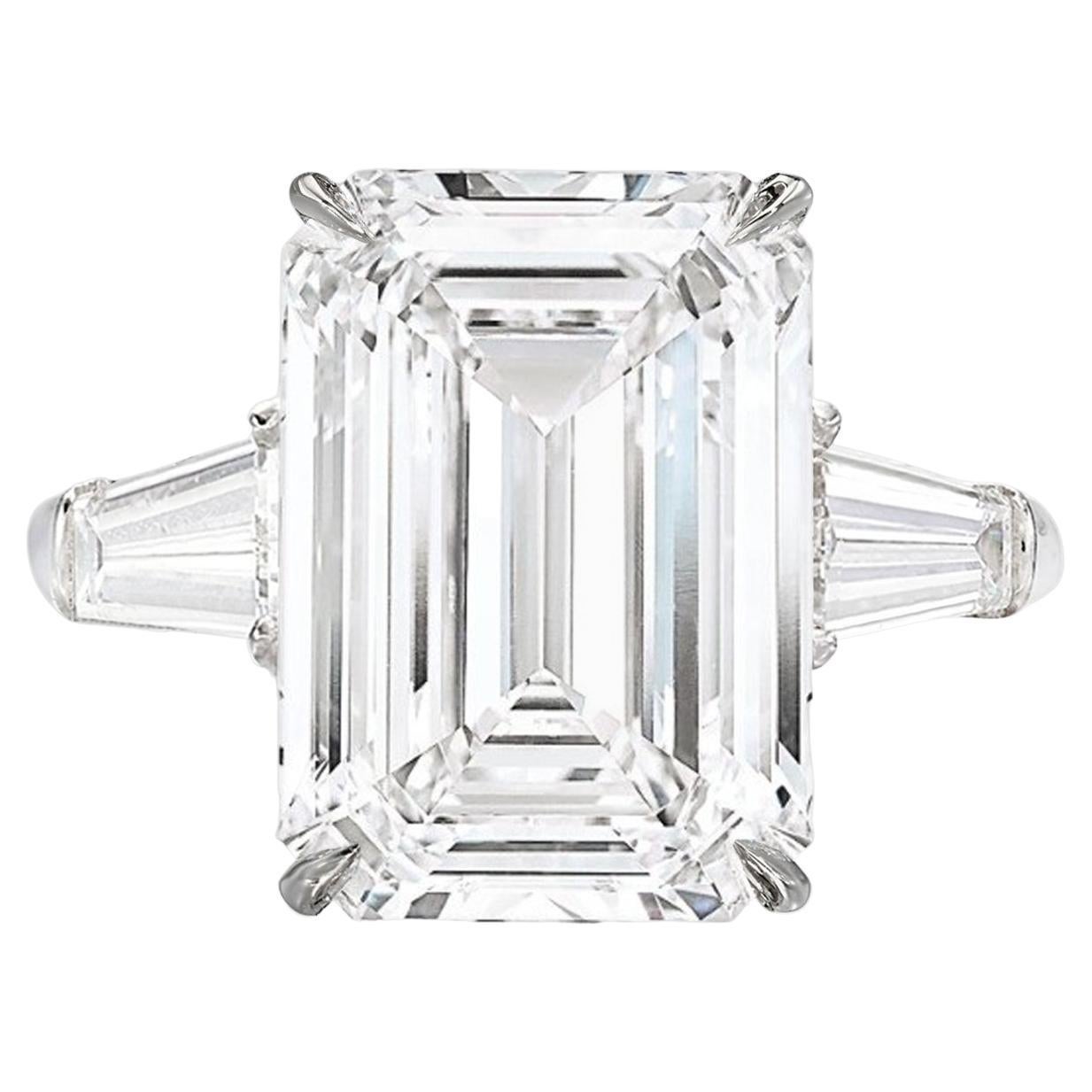 GIA Certified 15 Carat Emerald Cut Flawless Diamond Ring Flawless ...