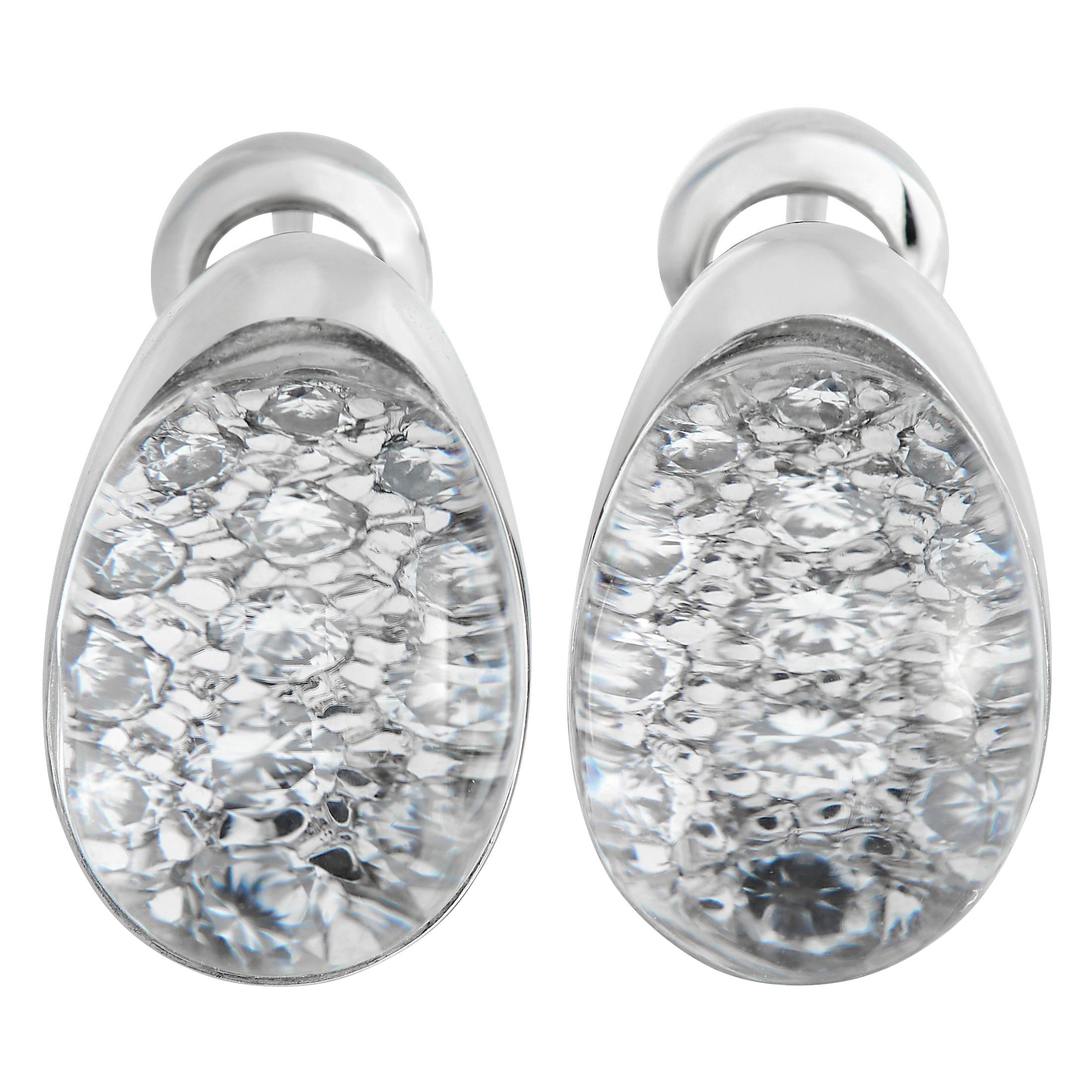 Cartier Myst 18K White Gold Rock Crystal Earrings For Sale at 1stDibs