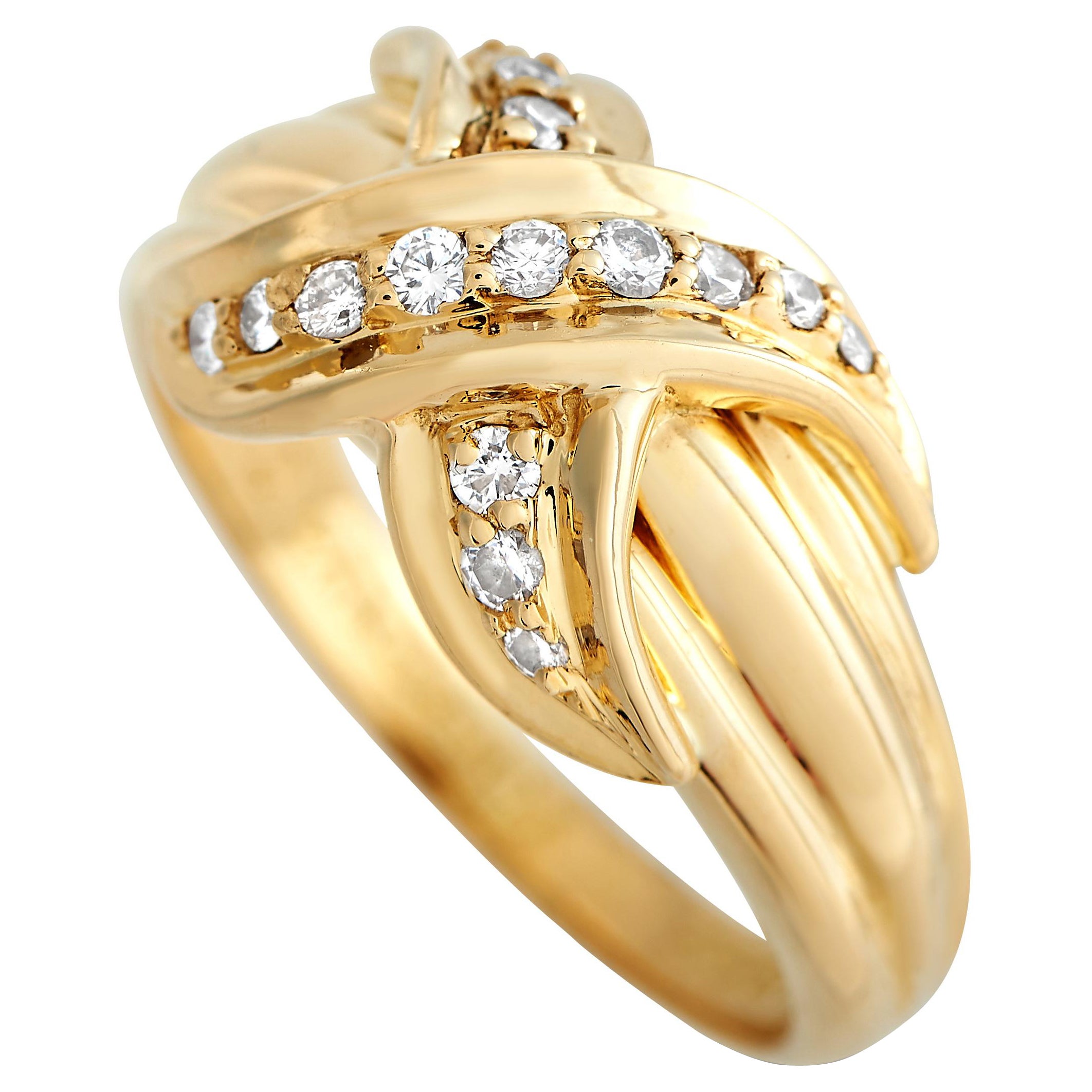 Tiffany and Co. Diamond Pave Interlocking Gold Ring at 1stDibs