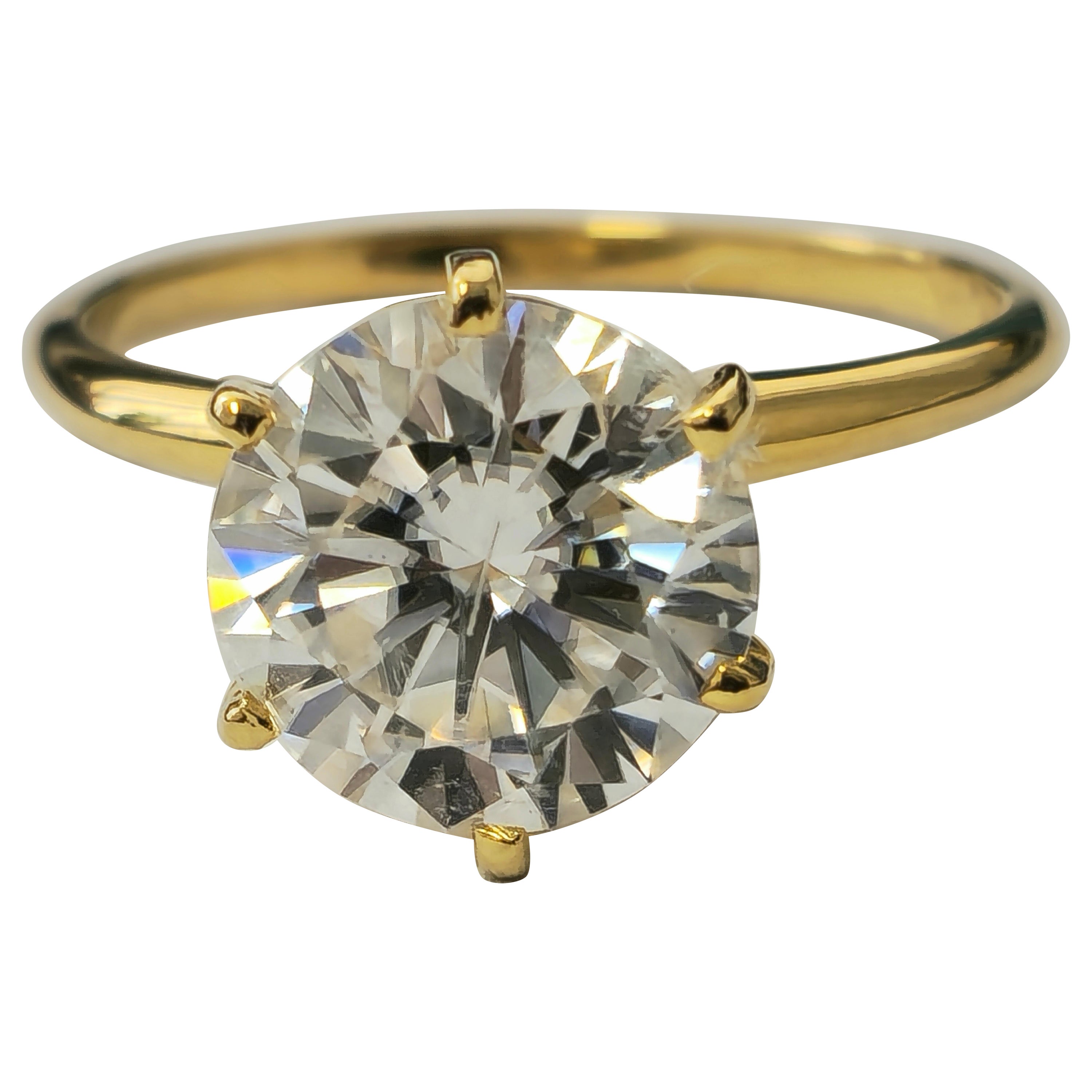 2.60 Carat Solitaire Diamond Engagement Ring in 14k Gold For Sale at ...
