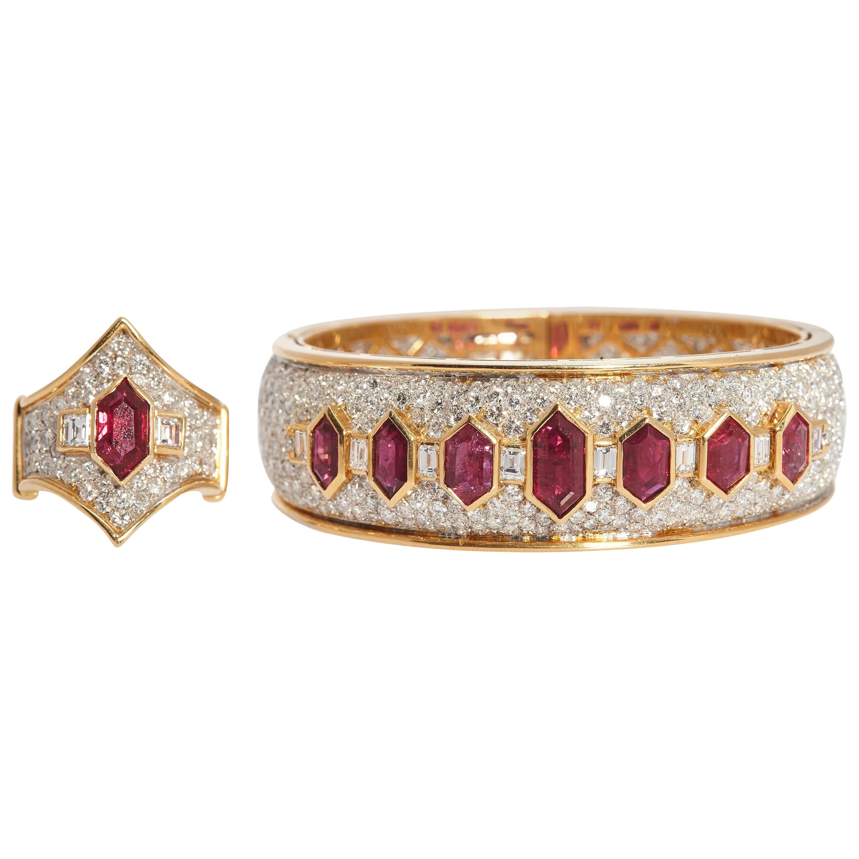 Invisible Set Ruby and Diamond Ring For Sale at 1stDibs | invisible ...