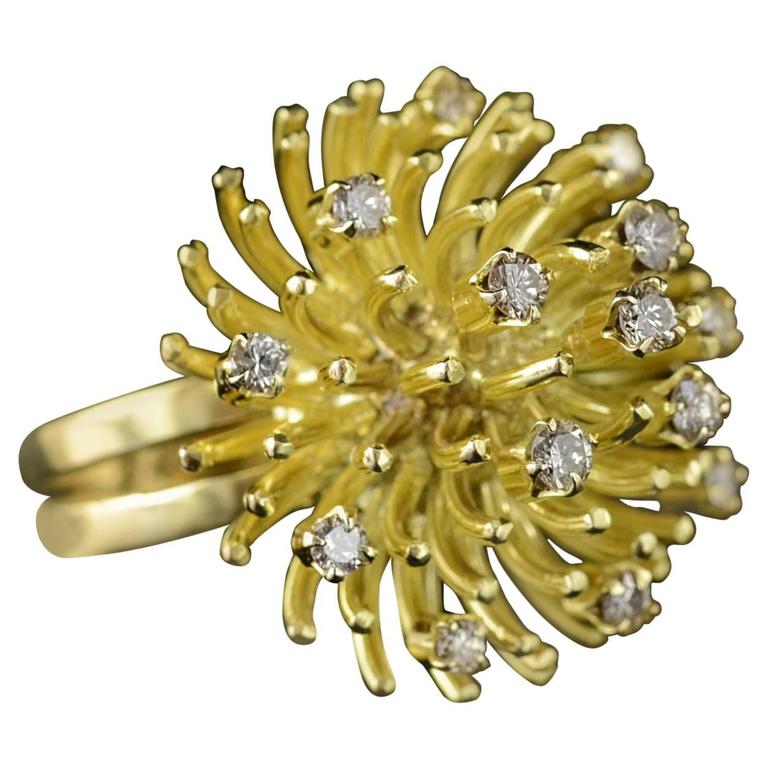 Diamond Gold Starburst Ring at 1stDibs