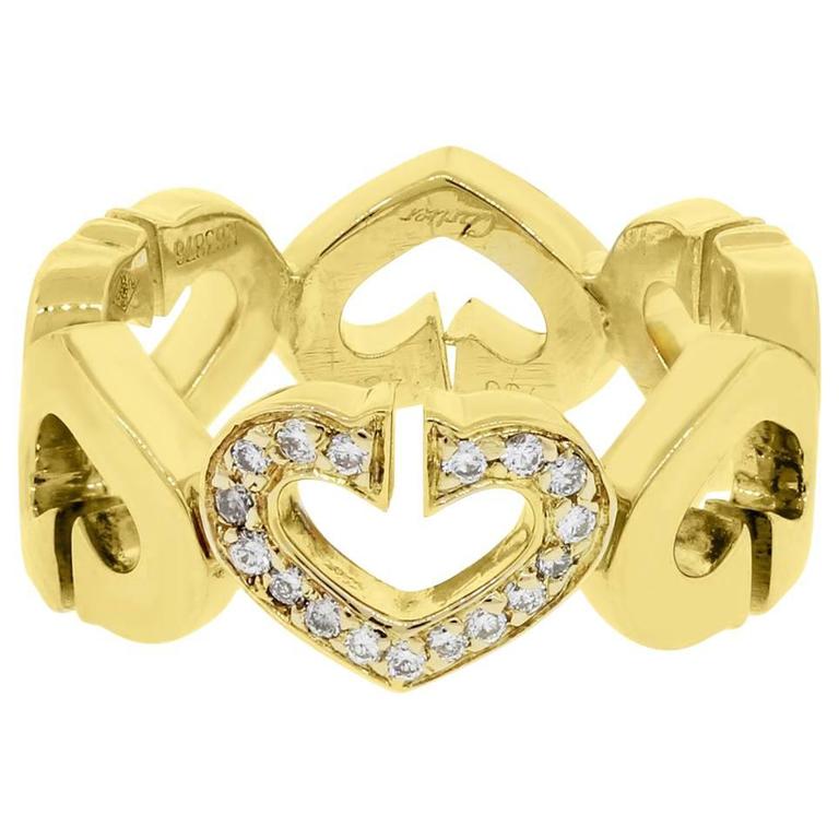 Cartier Diamond Hearts and Symbols Ring at 1stDibs