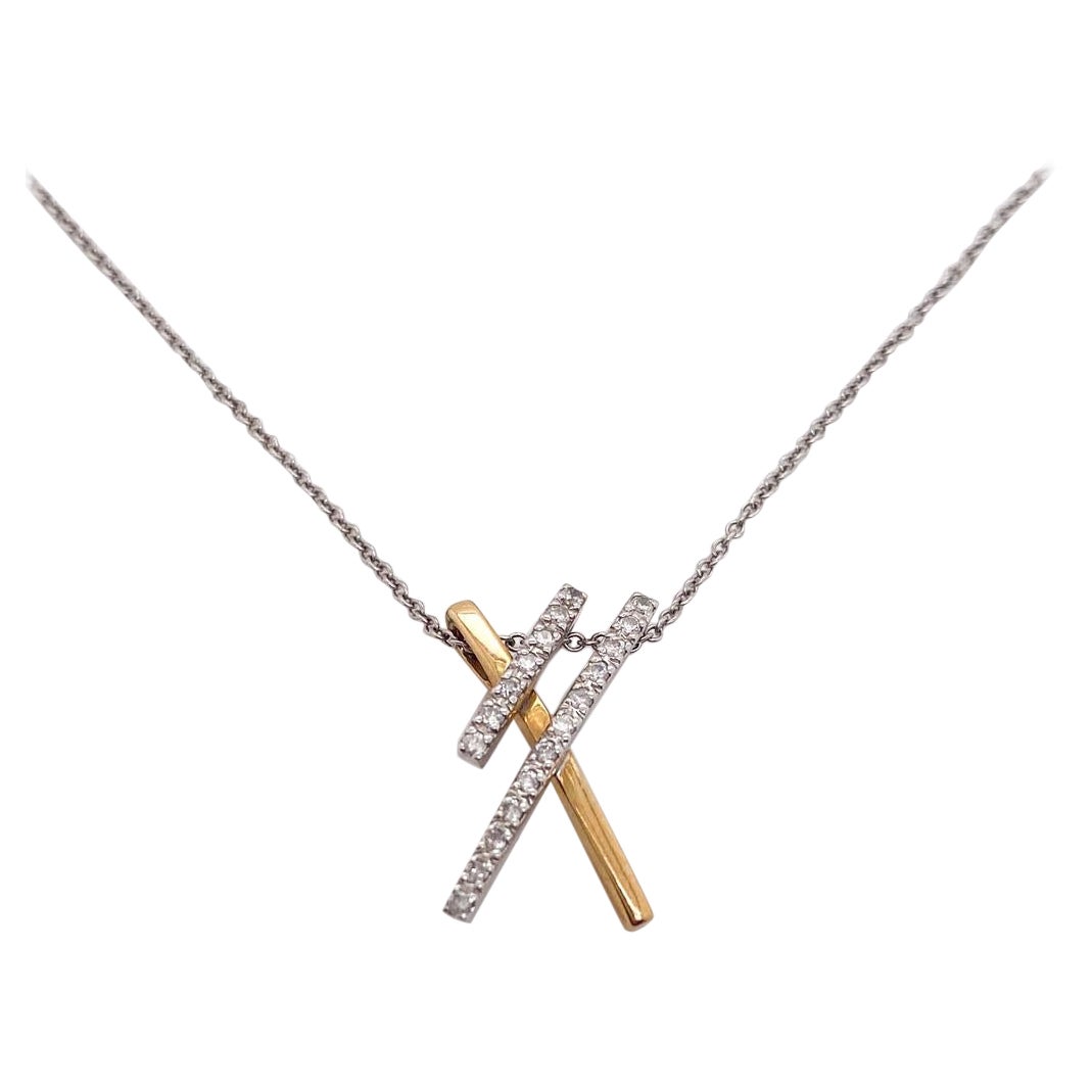 Double X Mother and Child Two-Tone 14K Gold and Diamond Slide Pendant ...