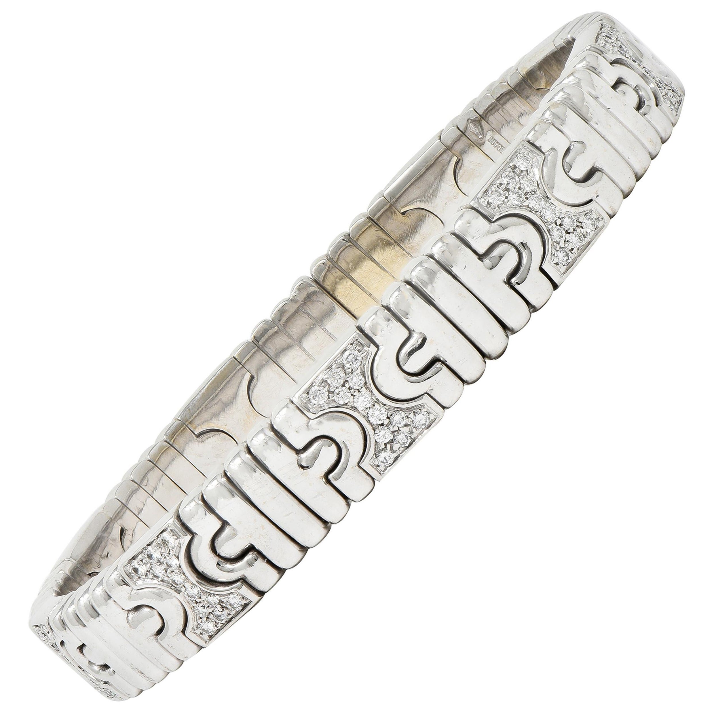 Bulgari 1990s 18 Karat White Gold Parentesi Vintage Cuff Bracelet at ...