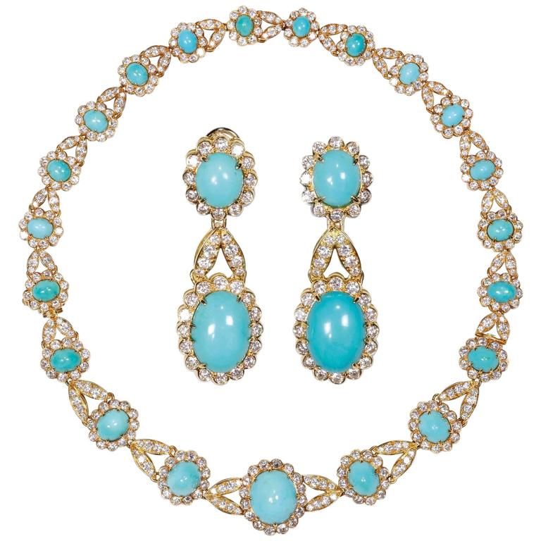 Iconic Van Cleef and Arpels Turquoise Diamond Set at 1stDibs